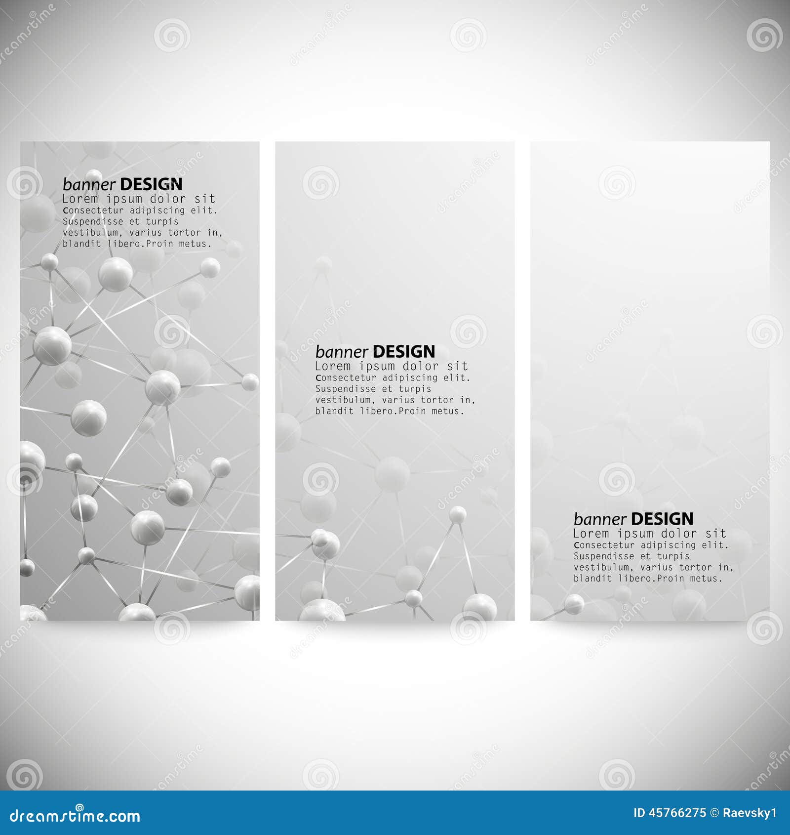 Set of Vertical Banners. Molecule Structure, Gray Stock Vector ...