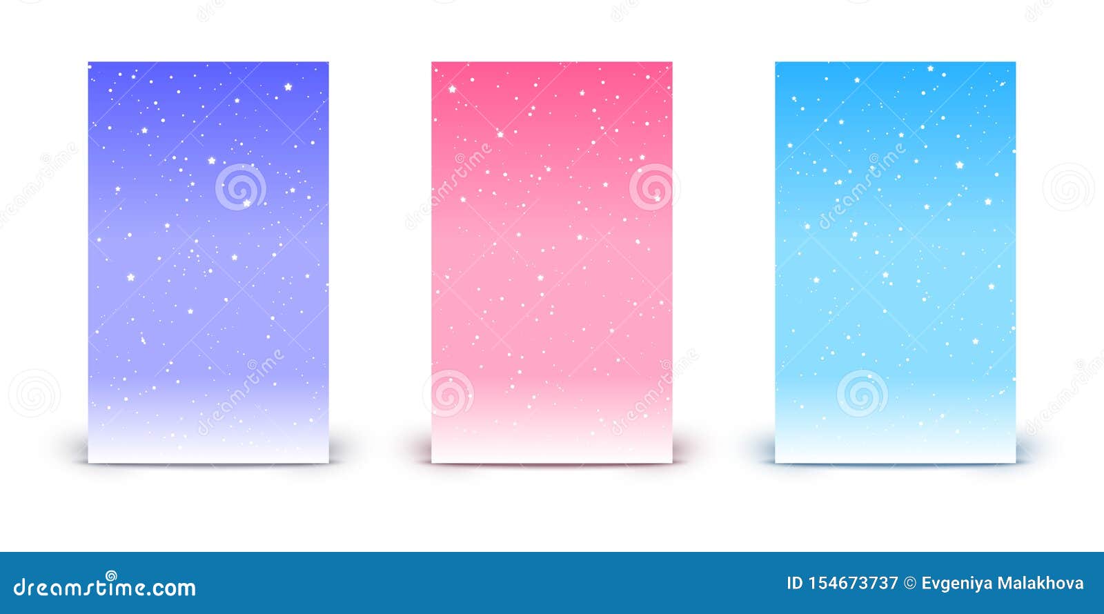 Set of Vertical Banners with Shiny Stars on Color Sky Backgrounds Stock ...
