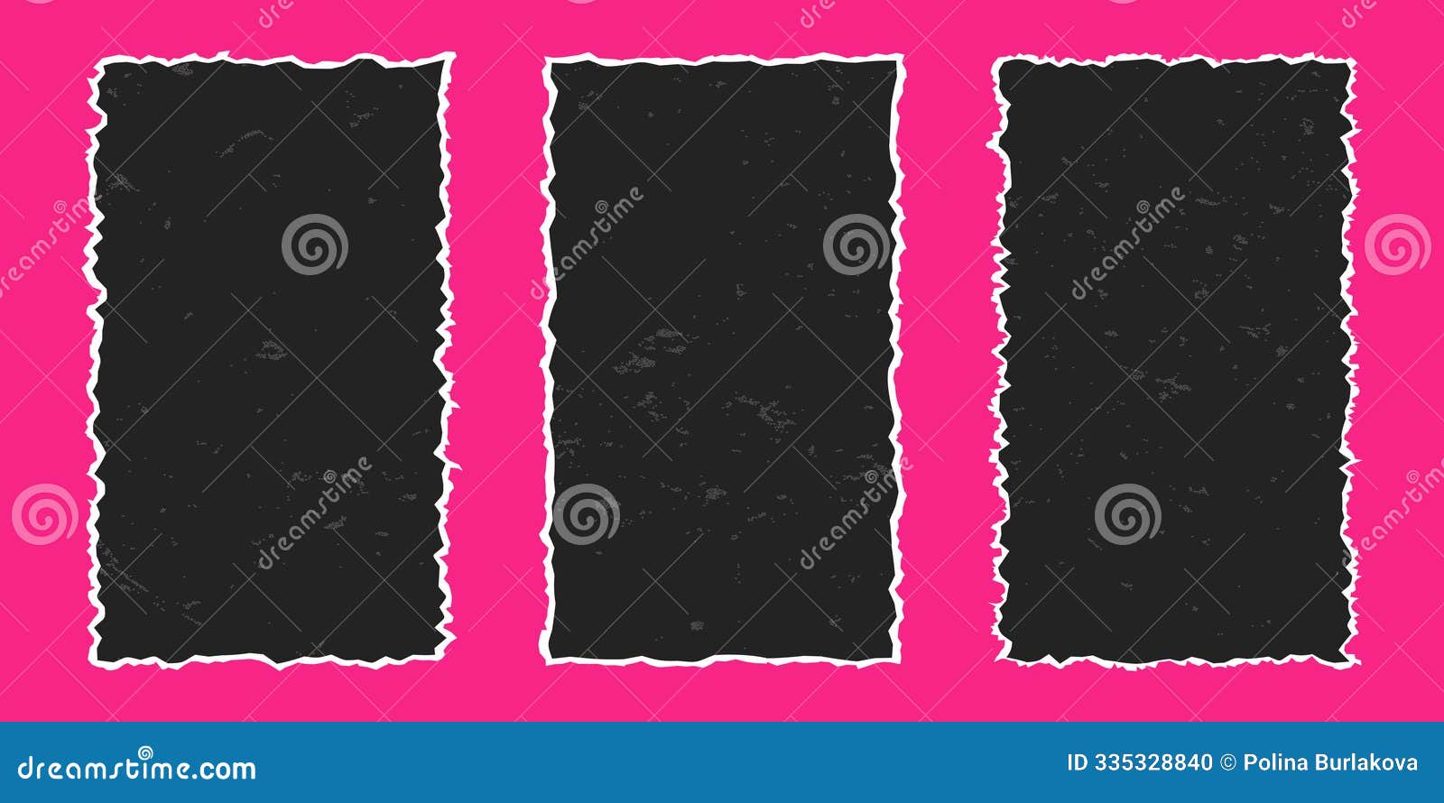 Vertical Torn Paper with Vintage Gritty Texture, Vector Elements with ...