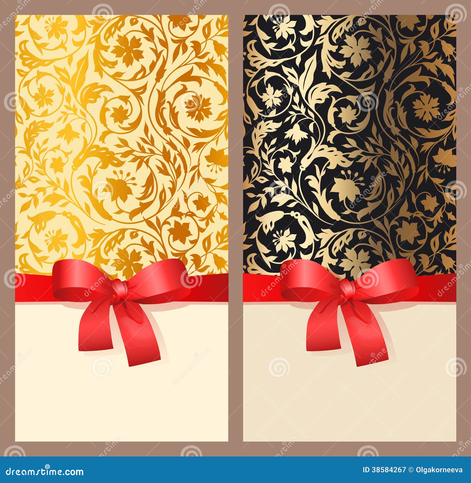 Set of Vertical Invitations Stock Vector - Illustration of leaf, floral ...