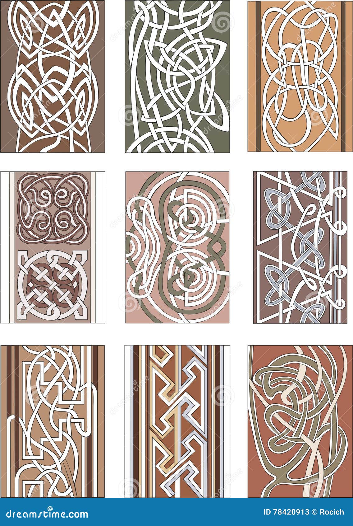 Set Of Vertical Knot Decorative Patterns Cartoon Vector | CartoonDealer ...