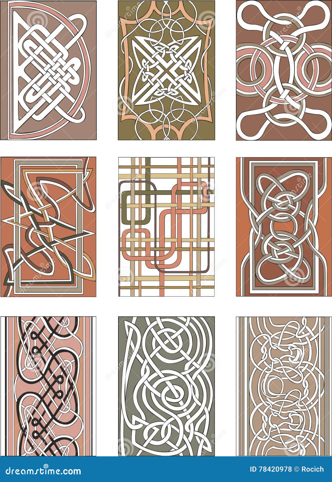 Set of Vertical Knot Decorative Patterns Stock Vector - Illustration of ...