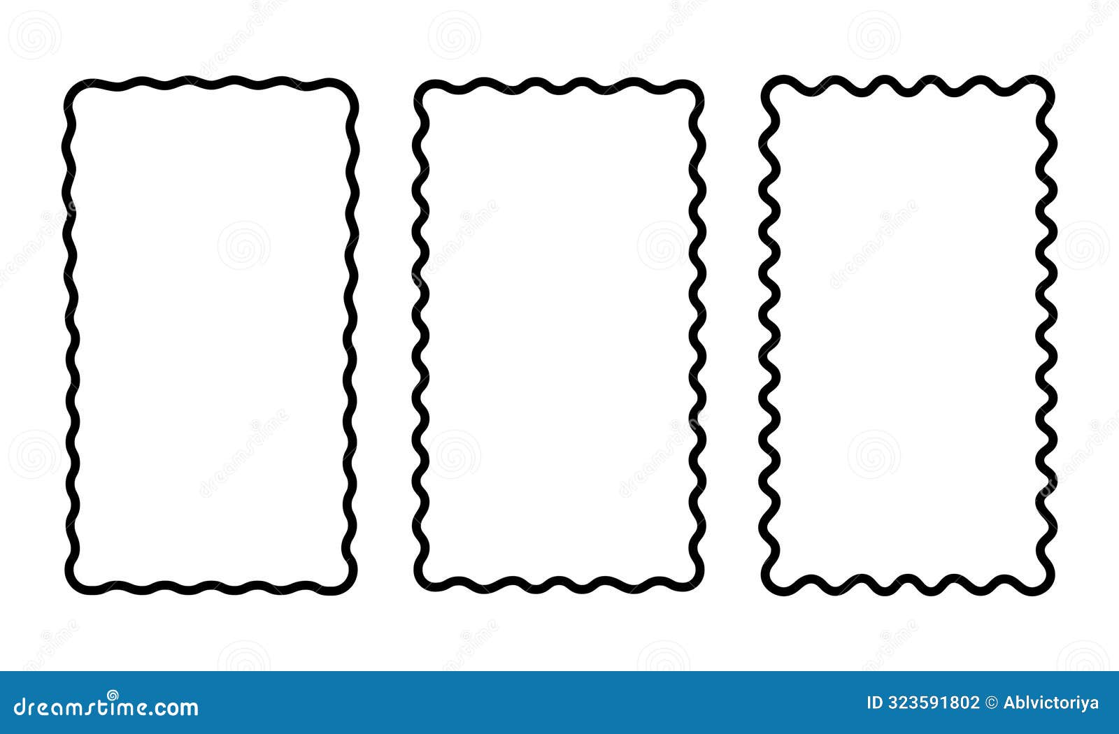 Set of Vertical Rectangle Frames with Wiggly Edges. Rectangular Shapes ...