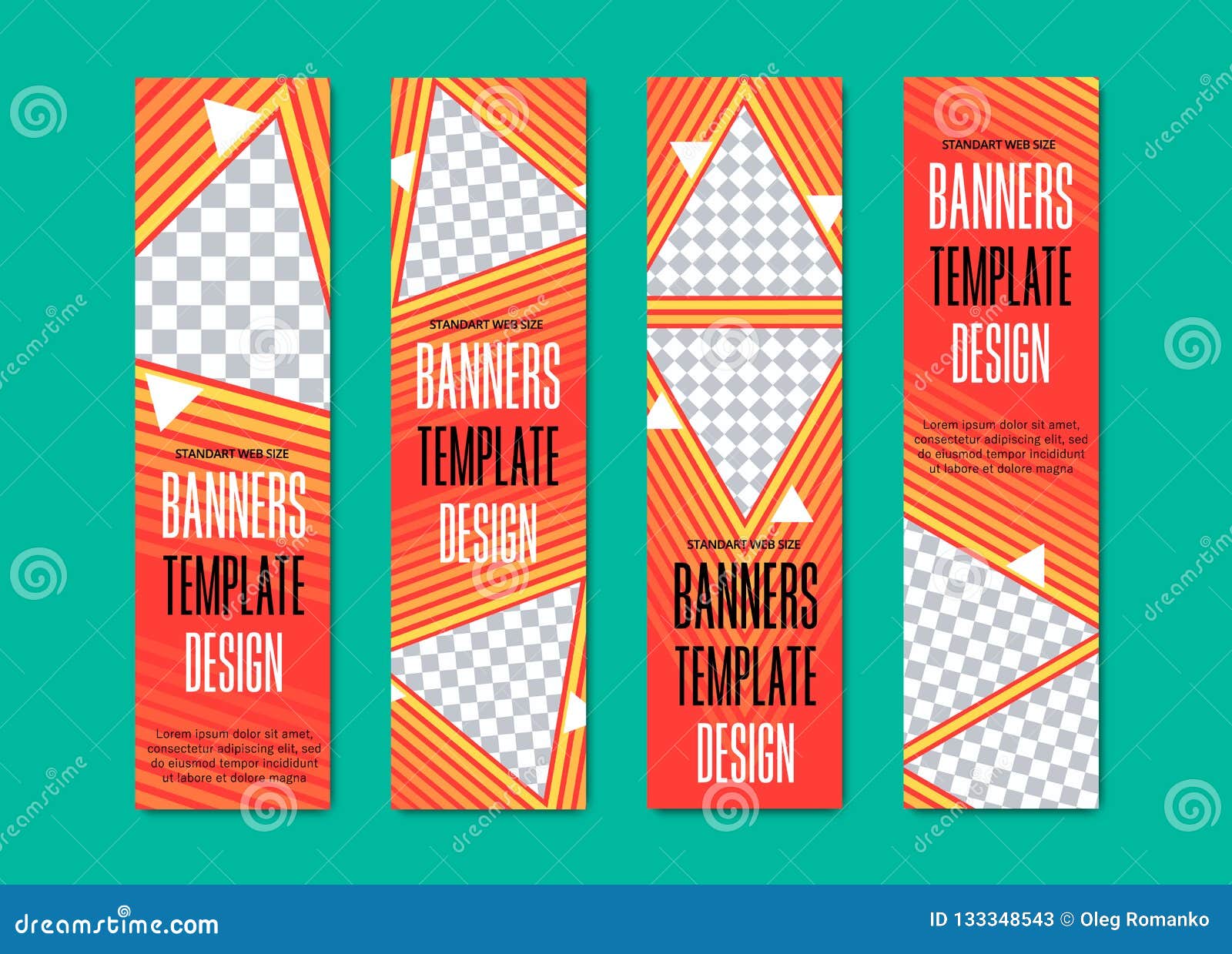 Set of Vertical Vector Web Banners with Triangular Shapes for Ph Stock ...