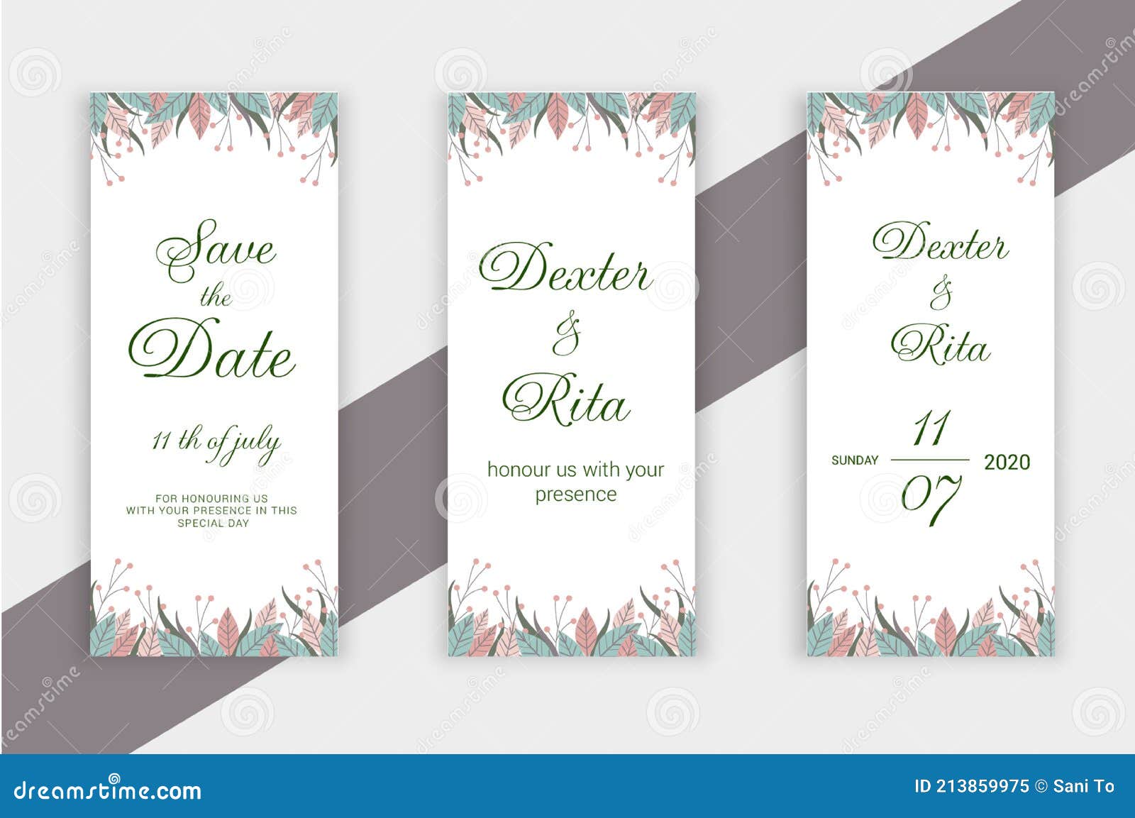 Set of Vertical Wedding Banners Stock Vector - Illustration of graphic ...