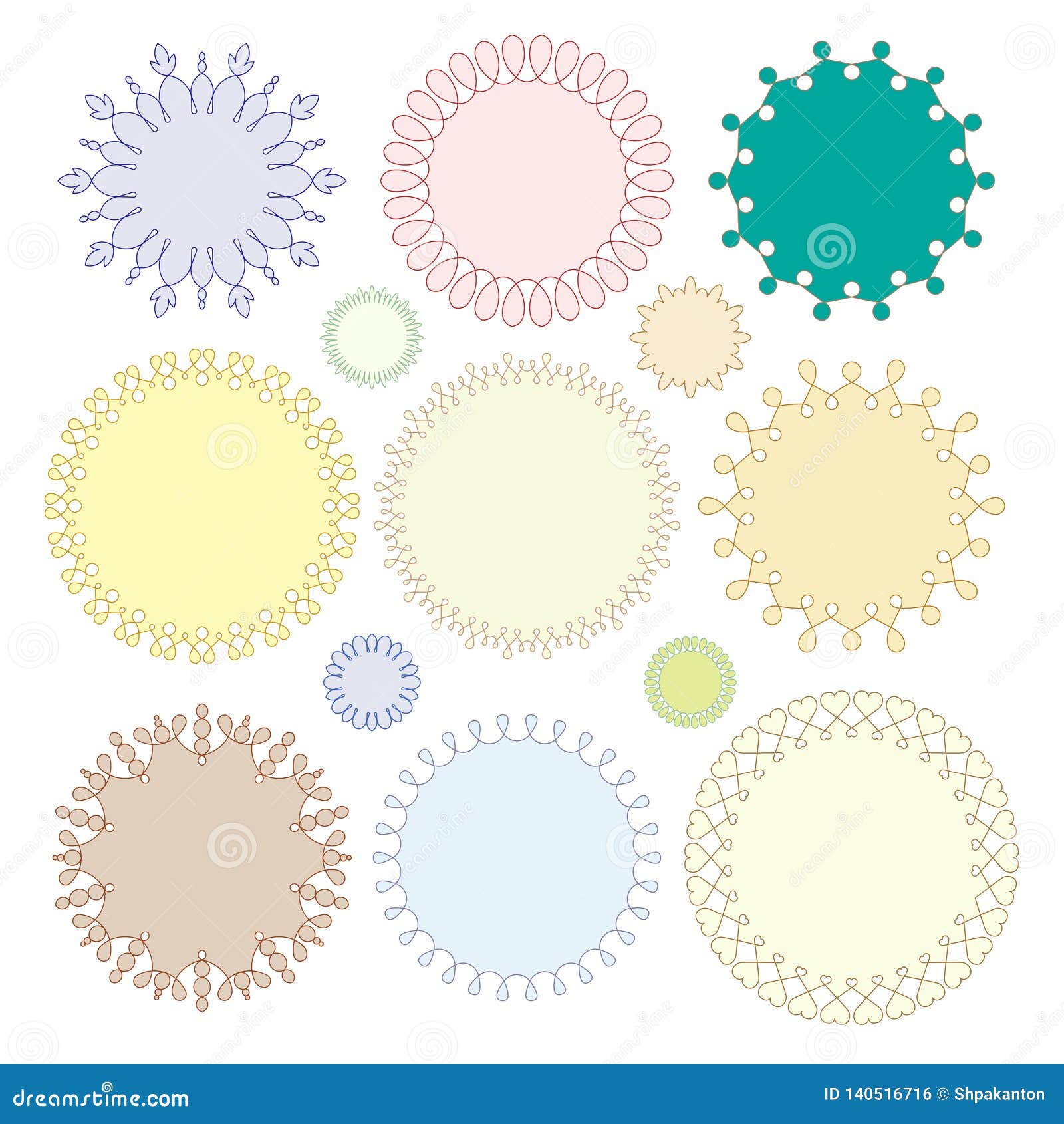 Set of Very Simple Decorative Round Frames with Fully Editable Stroke ...