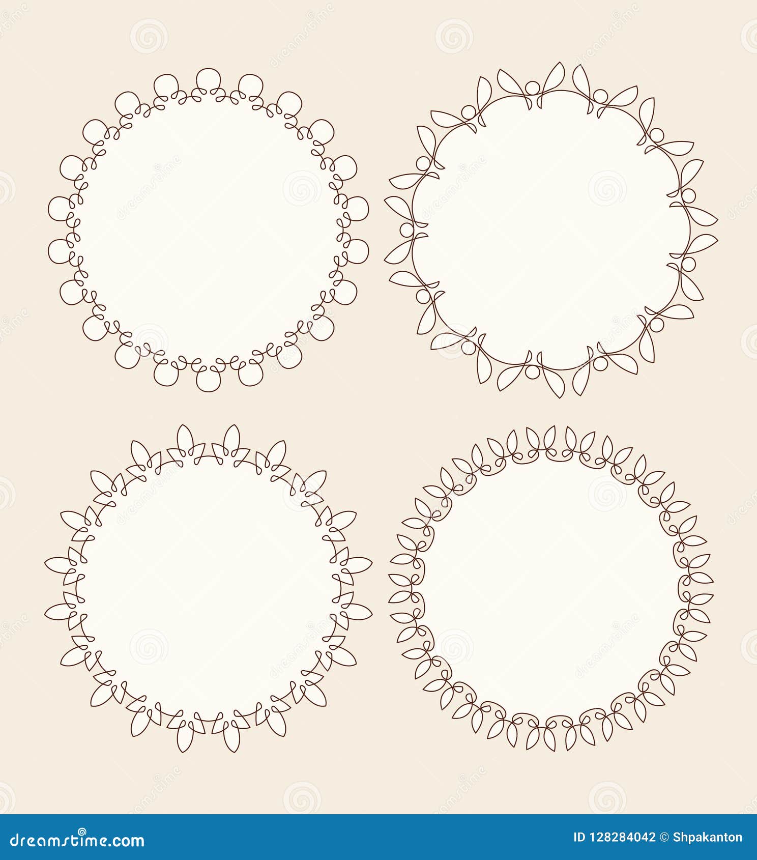 Set of 4 Very Simple Round Frames with Fully Editable Stroke Width ...
