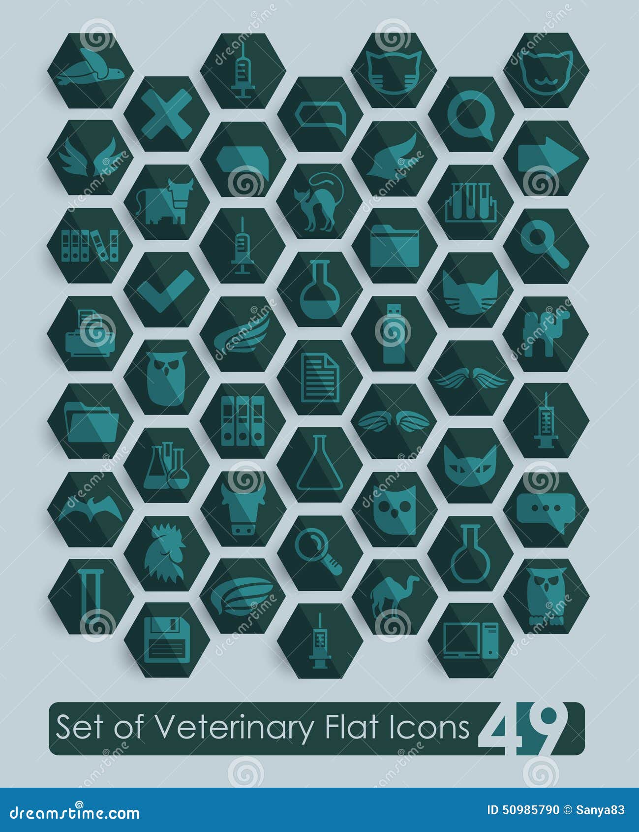 Set of Veterinary Flat Icons Stock Vector - Illustration of heart, abstract: 50985790