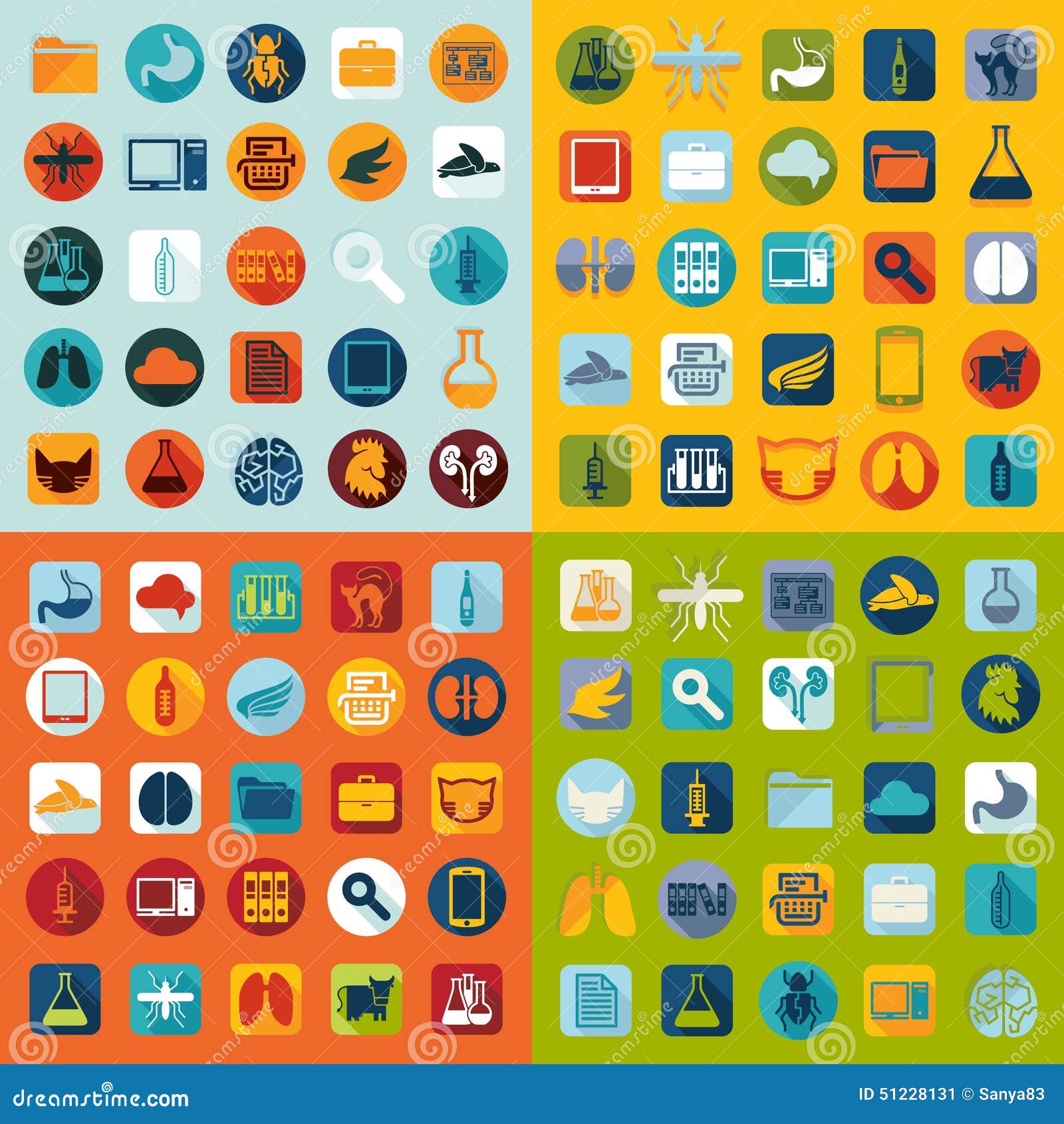 Set of Veterinary Flat Icons Stock Vector - Illustration of doctor, abstract: 51228131