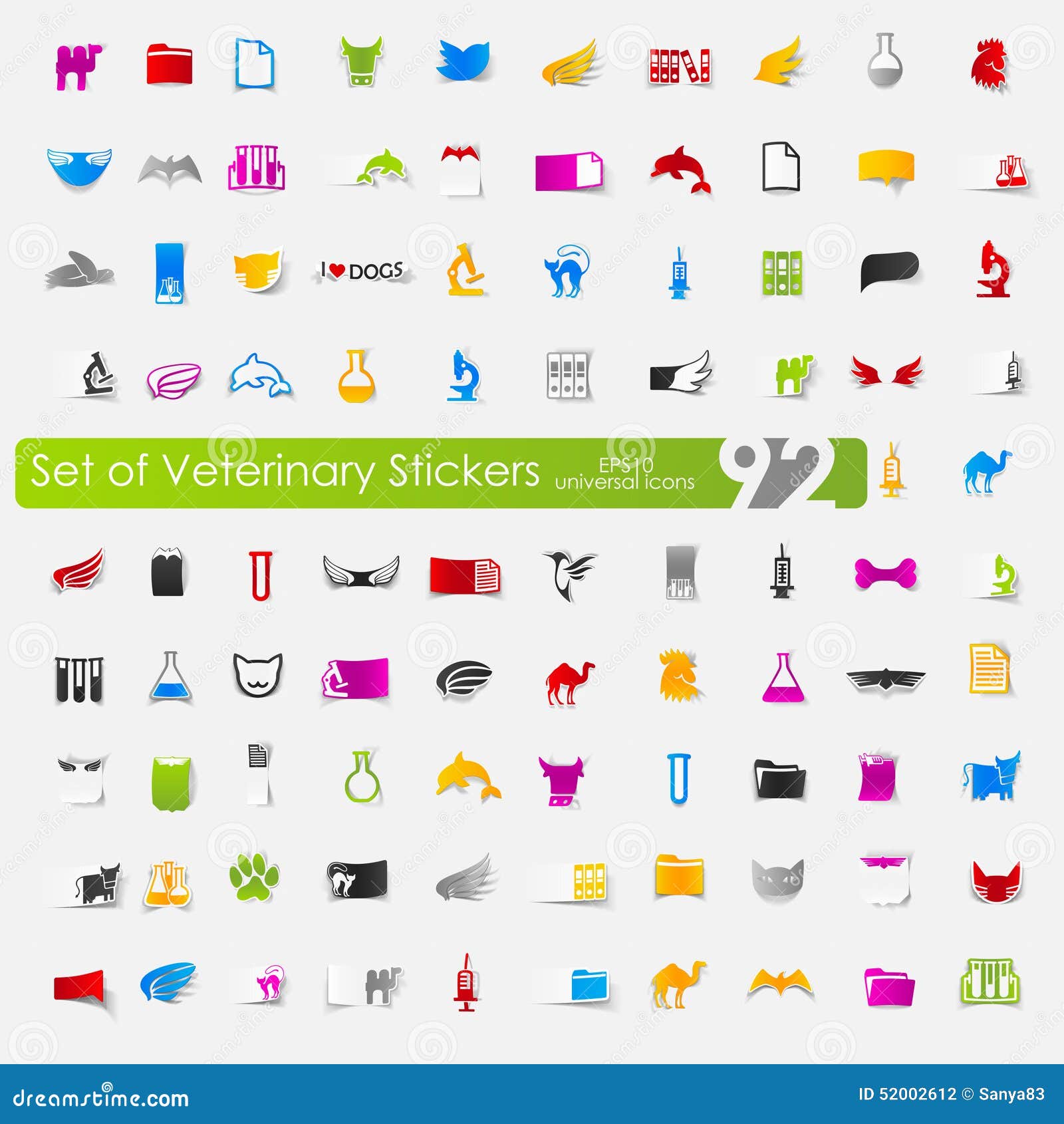 Set of veterinary stickers stock vector. Illustration of element - 52002612