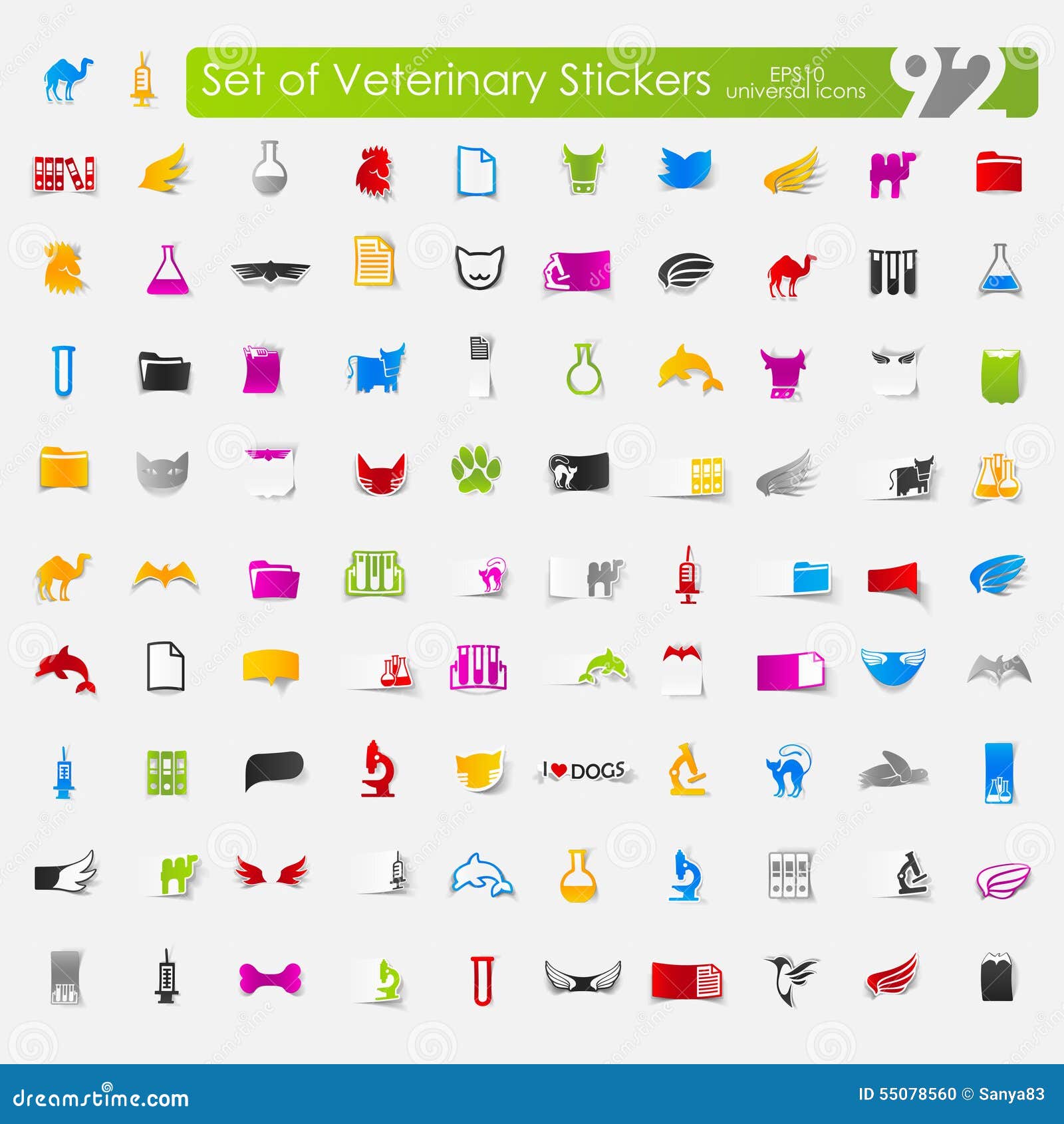 Set of veterinary stickers stock vector. Illustration of print - 55078560