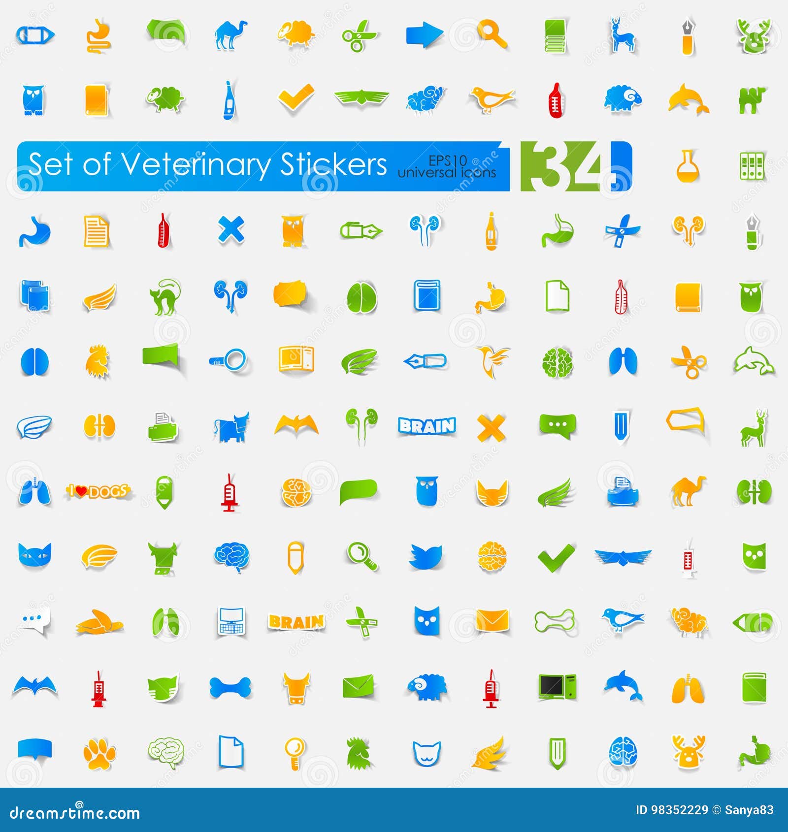 Set of veterinary stickers stock vector. Illustration of puppy - 98352229