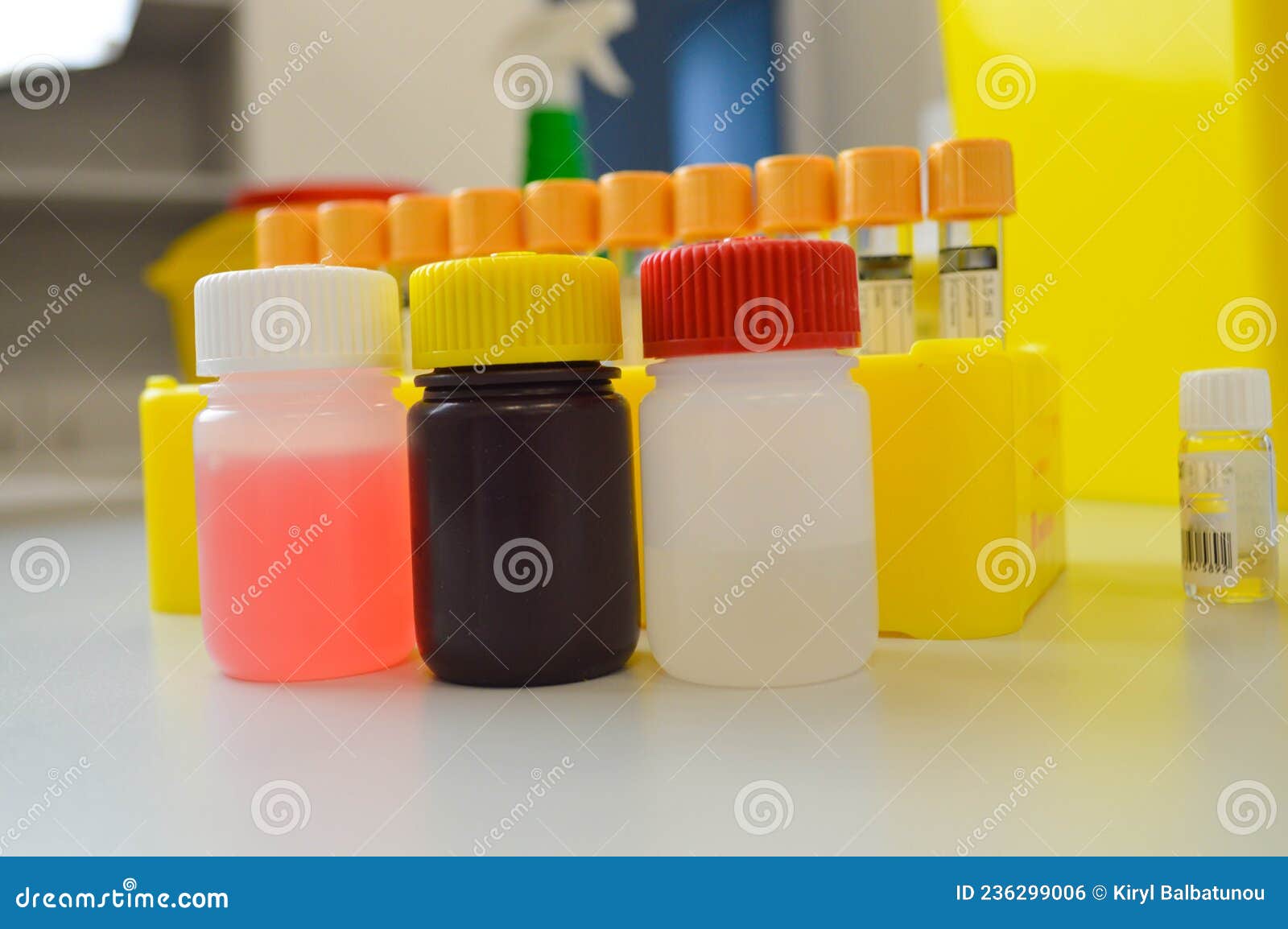A Set of Vial with Colored Reagent Solutions in a Real Medical ... A Set of Vial with Colored Reagent Solutions in a Real Medical ...