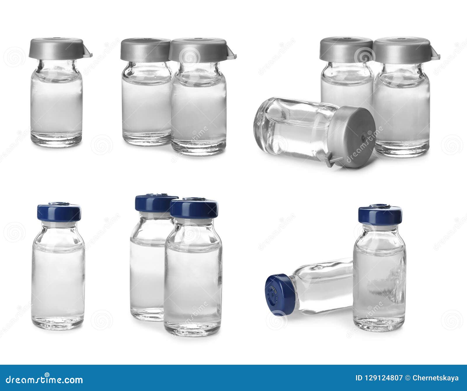 Set with Vials of Solution for Injection on White Background. Stock ...