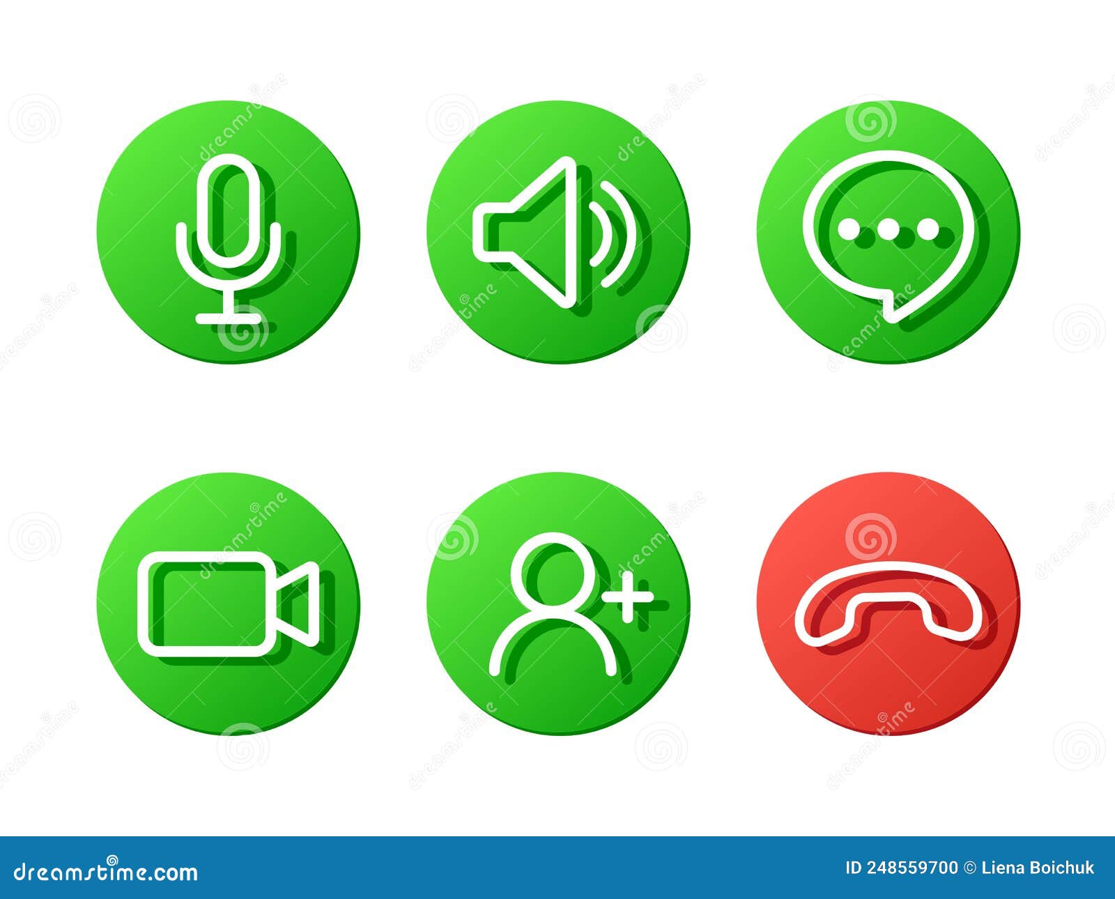 Set of Video Call Icons, Video Conference Buttons, Collections Buttons ...