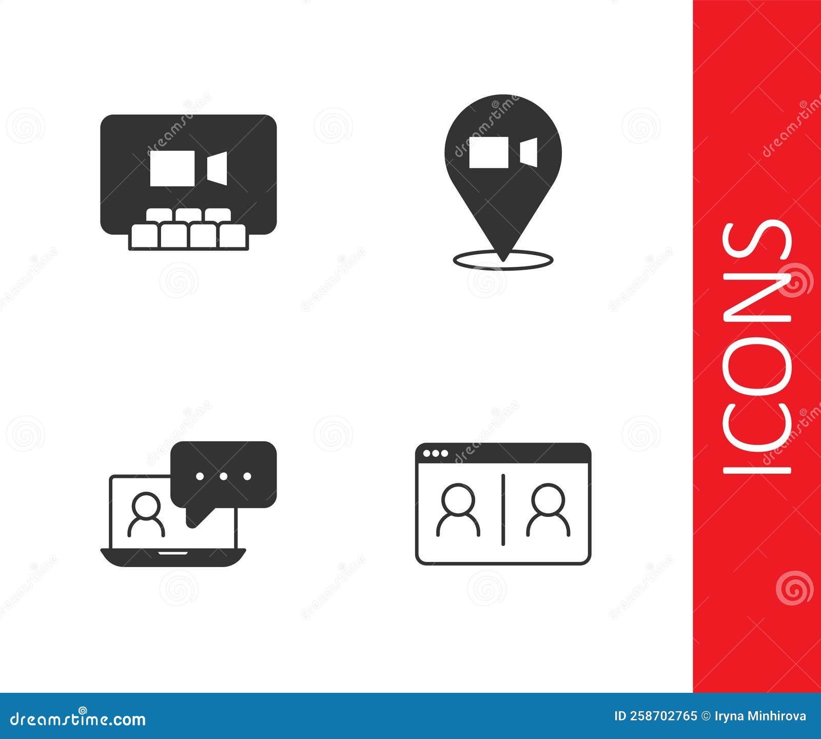 Set Video Chat Conference, and Icon. Vector Stock Vector - Illustration ...