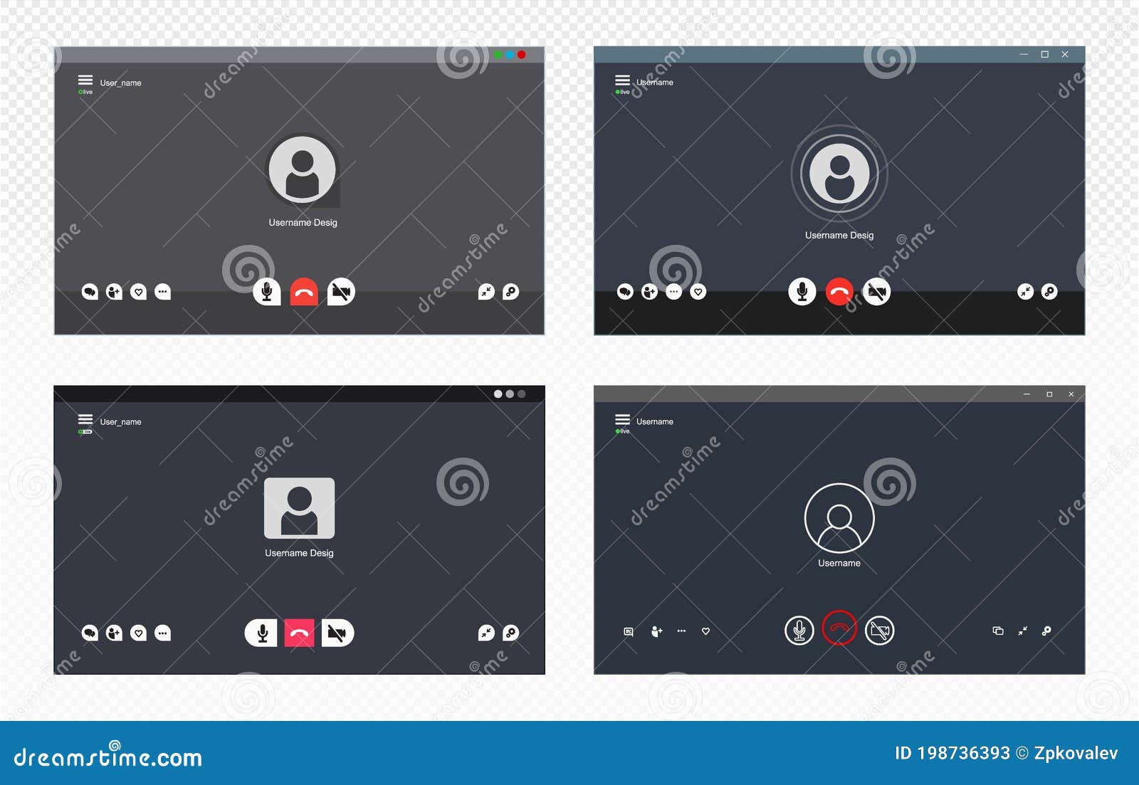 Set Of Video Chat User Interface. Video Call Icons Background ...