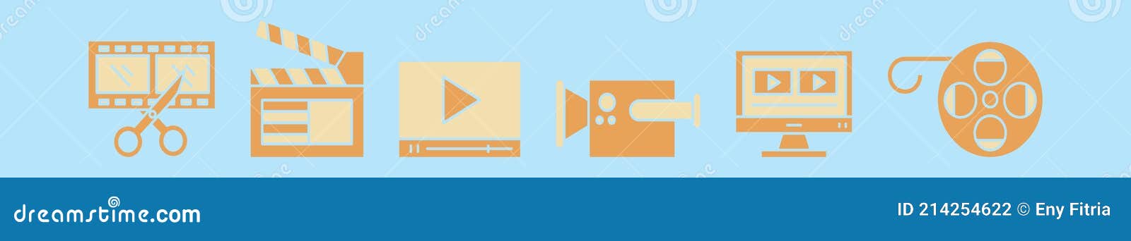 Set of Video Editing Cartoon Icon Design Template with Various Models ...