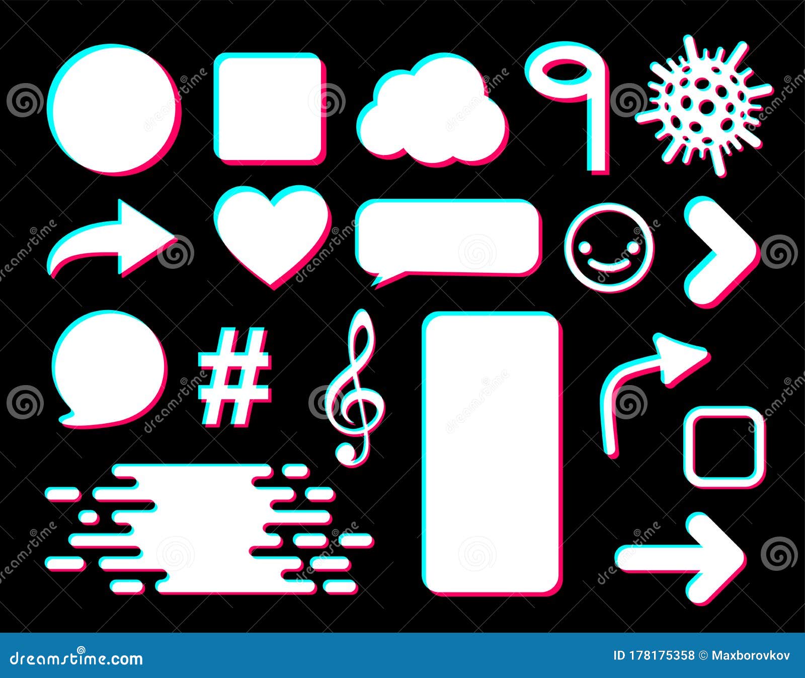 Set of Video Social Media Items Stock Vector - Illustration of ...