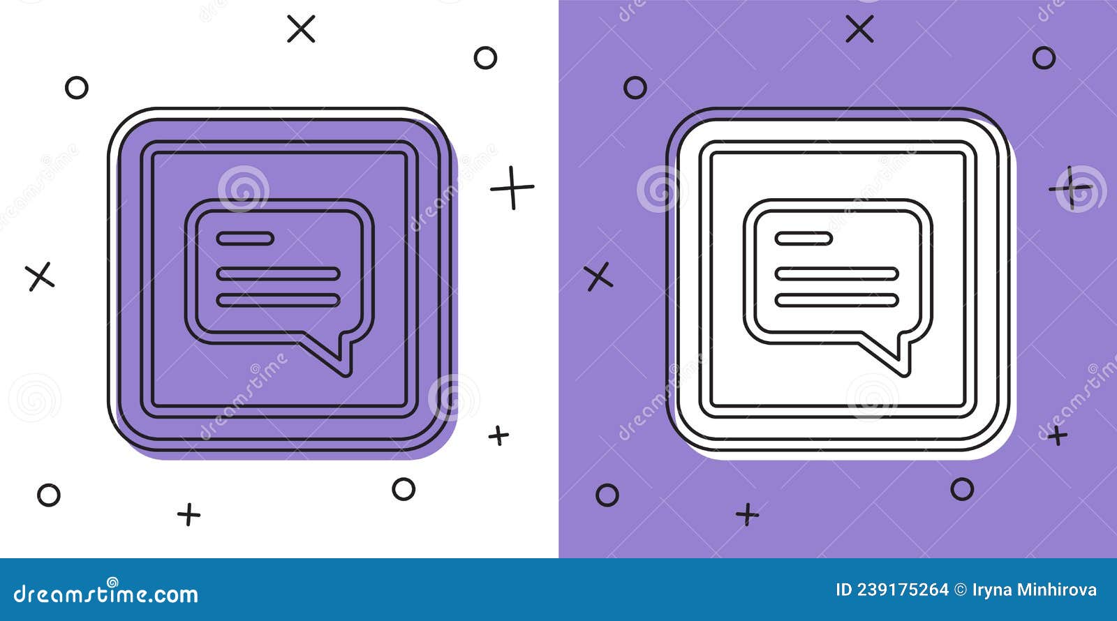 Set Video with Subtitles Icon Isolated on White and Purple Background ...