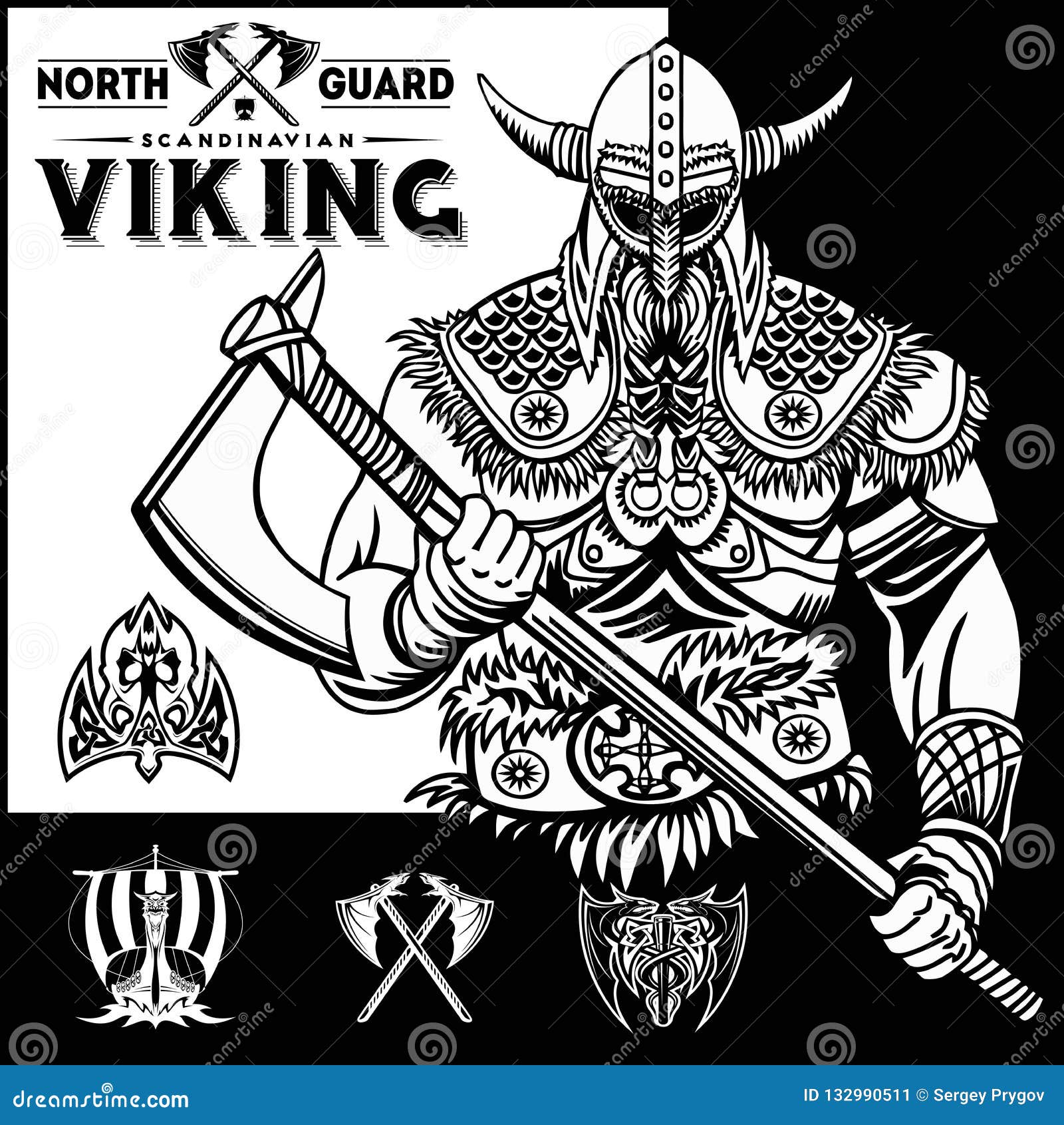 Set of Viking Emblems, Labels and Logos. Stock Vector - Illustration of ...