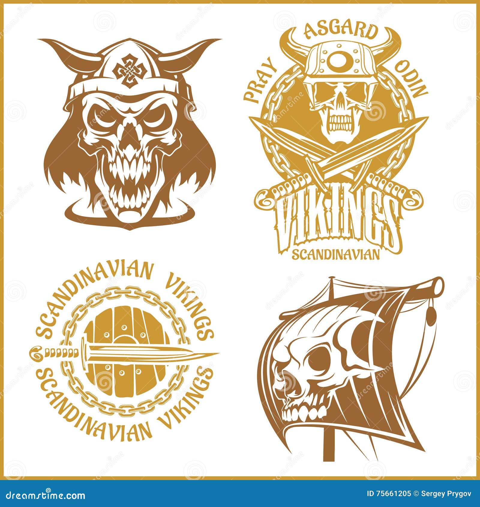 Set of Viking Emblems, Labels and Logos. Stock Vector - Illustration of ...