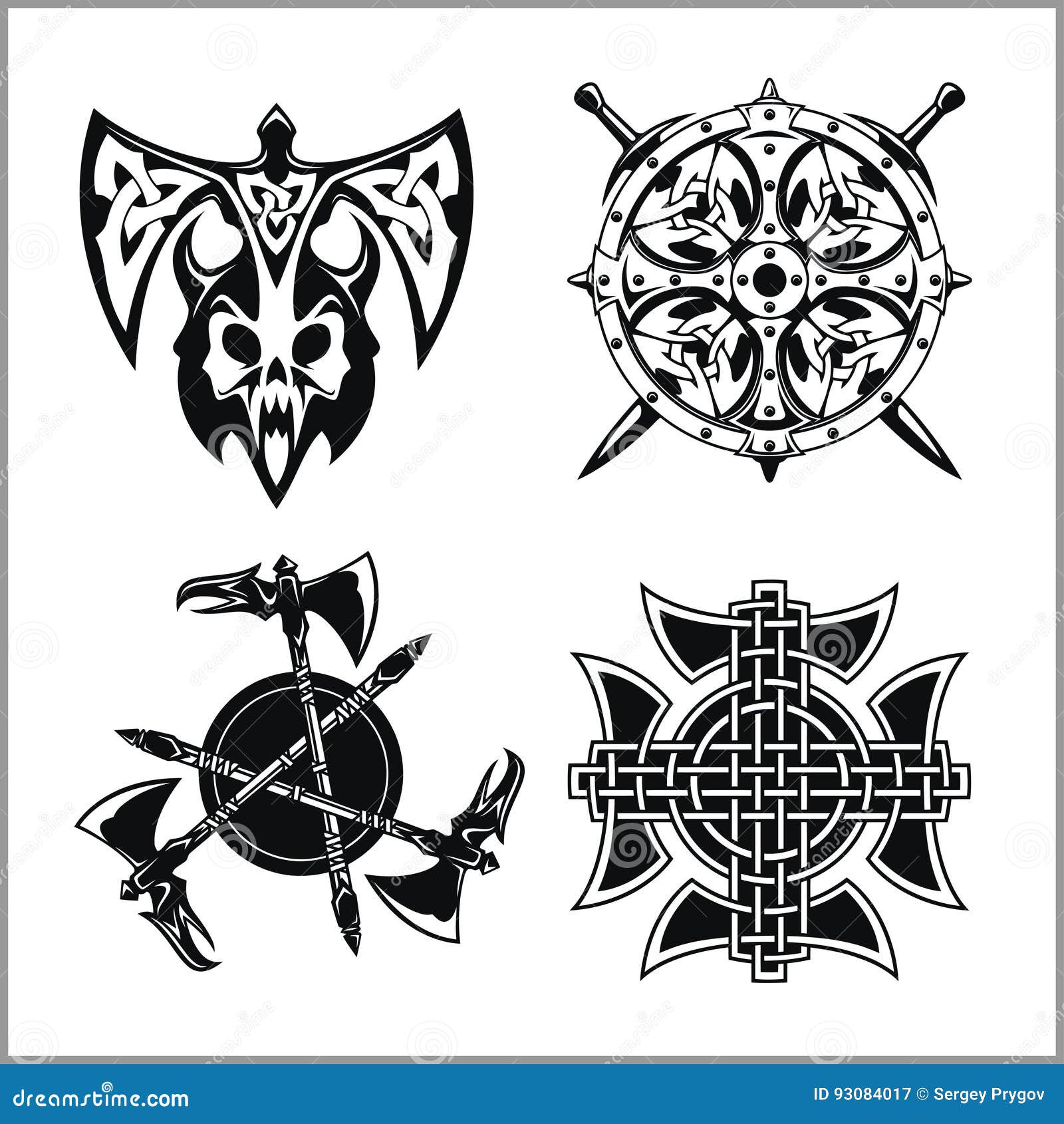 Set Of Viking Emblems, Labels And Logos. Cartoon Vector | CartoonDealer ...