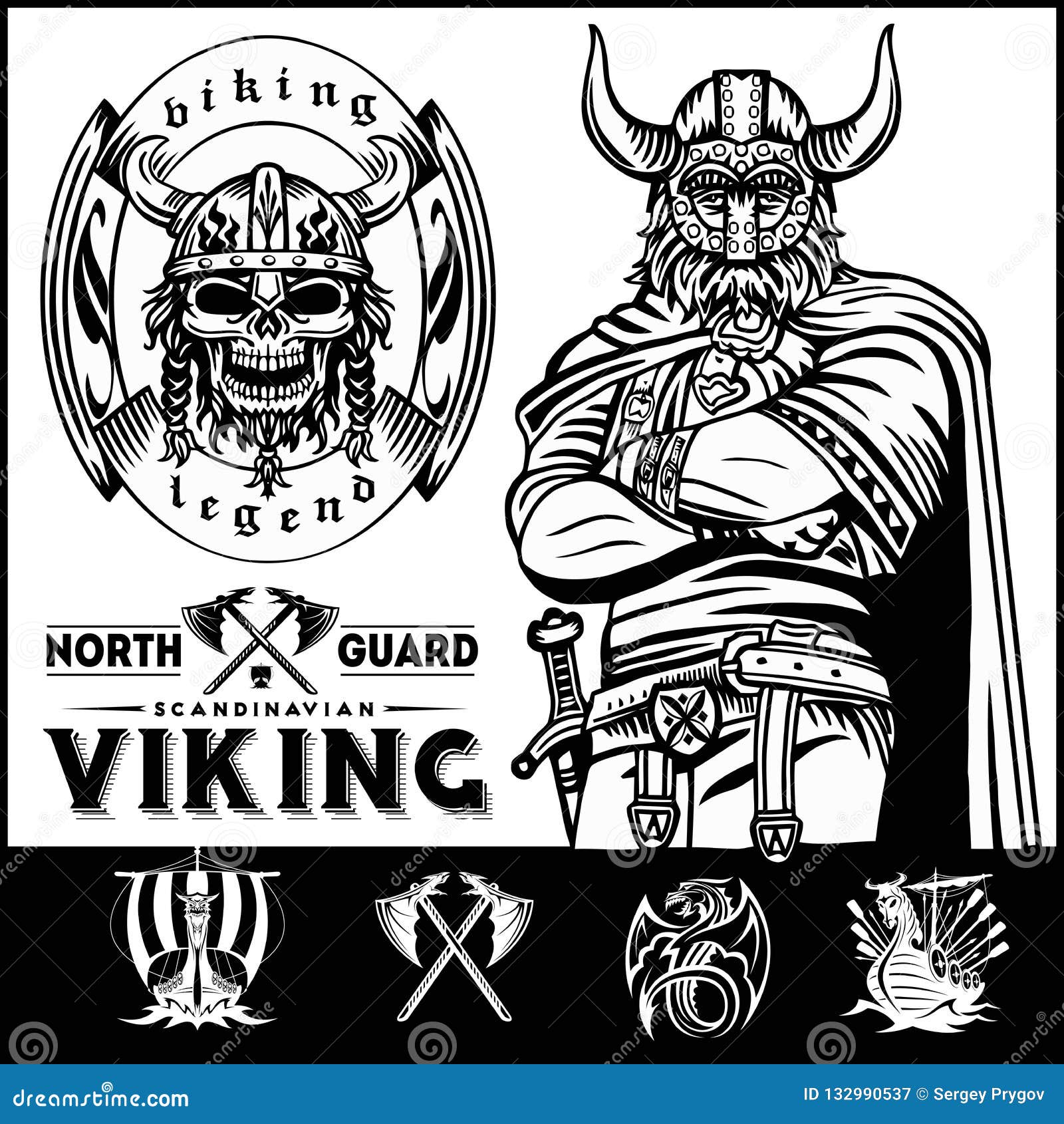 Set of Viking Emblems, Labels and Logos. Stock Vector - Illustration of ...