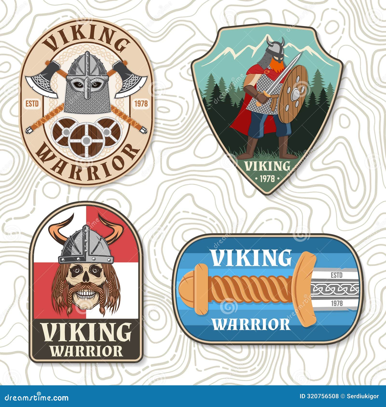 Set of Viking Warrior Logos, Badges, Stickers. Vector Illustration. for ...