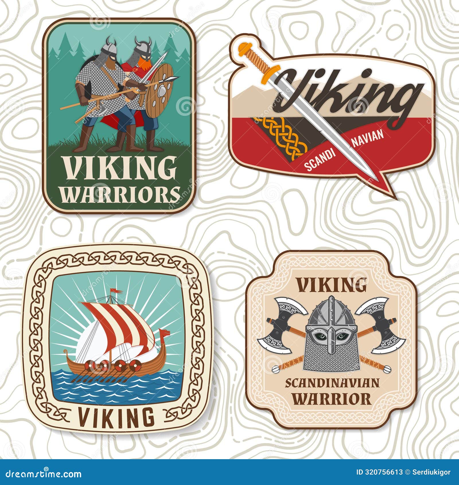 Set of Viking Warrior Logos, Badges, Stickers. Vector Illustration. for ...
