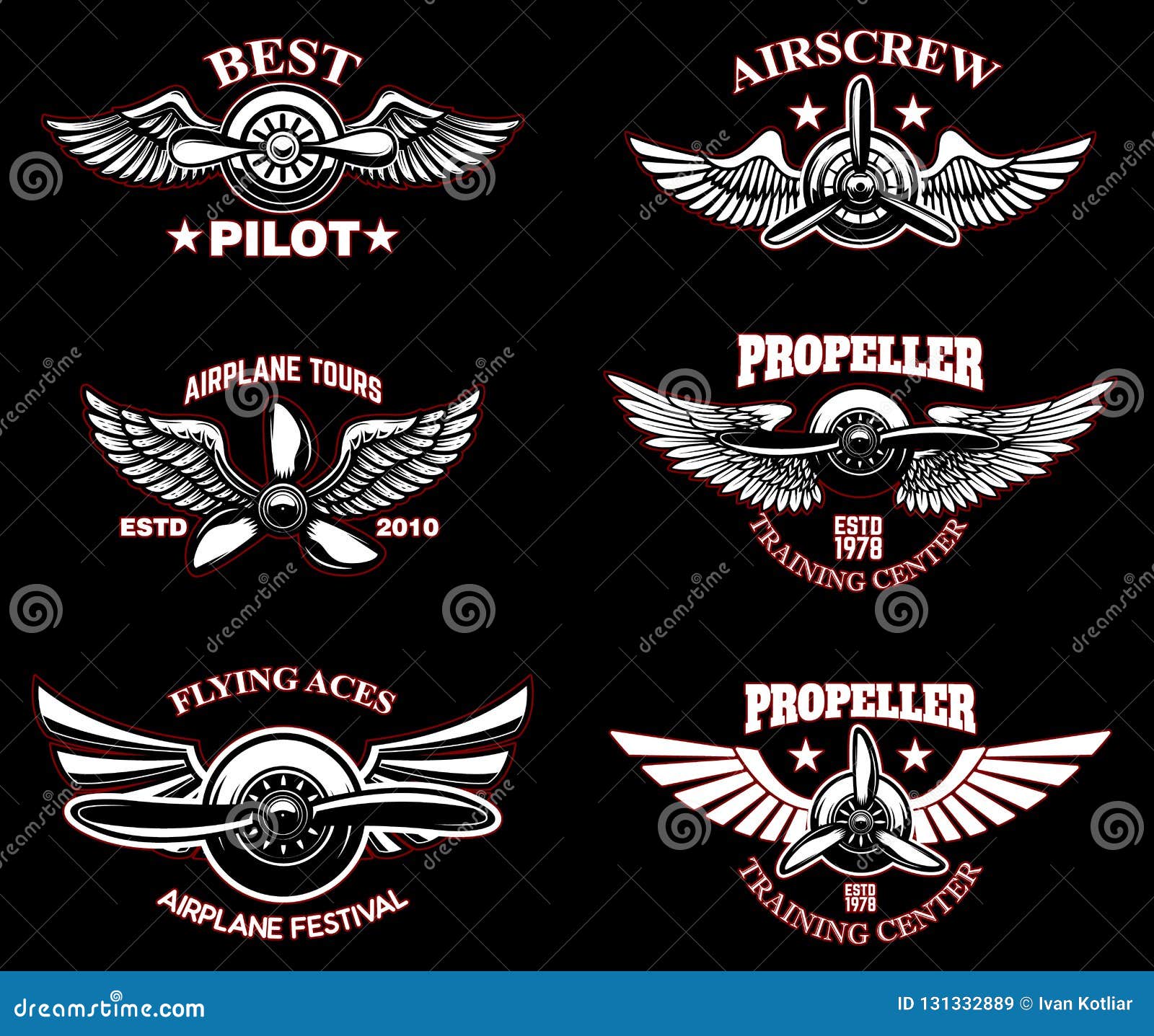 Set of Vintage Airplane Emblems. Design Elements for Logo, Label, Sign ...