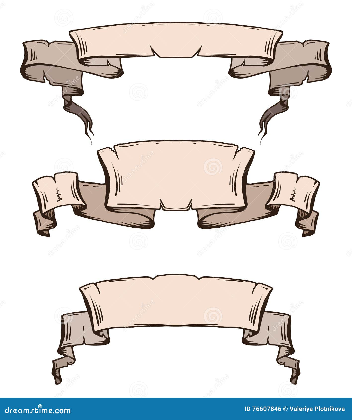 Set of Vintage Ancient Scrolls and Ribbons with Space for Text Stock ...