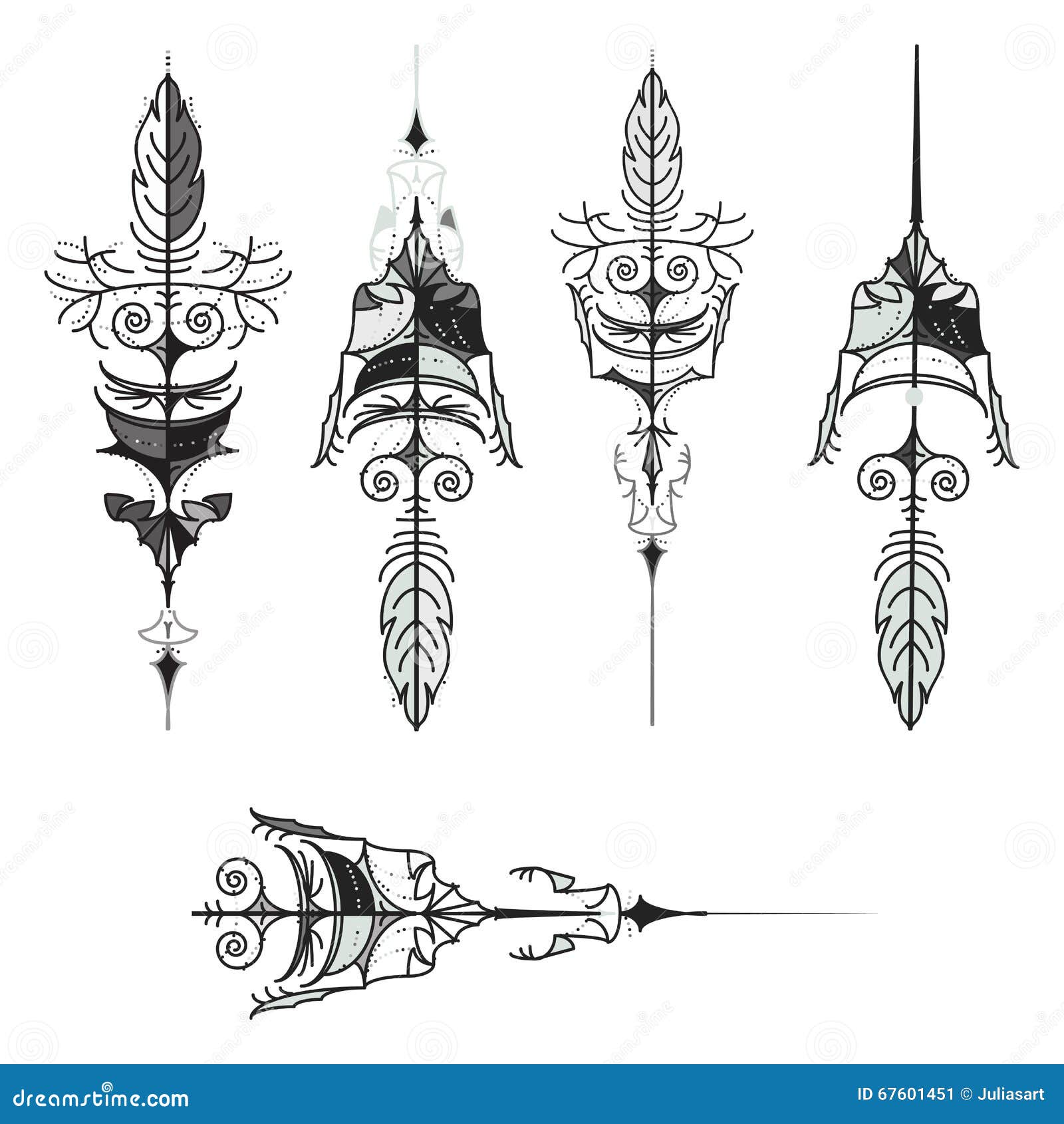 Set of vintage arrows stock vector. Illustration of drawn - 67601451