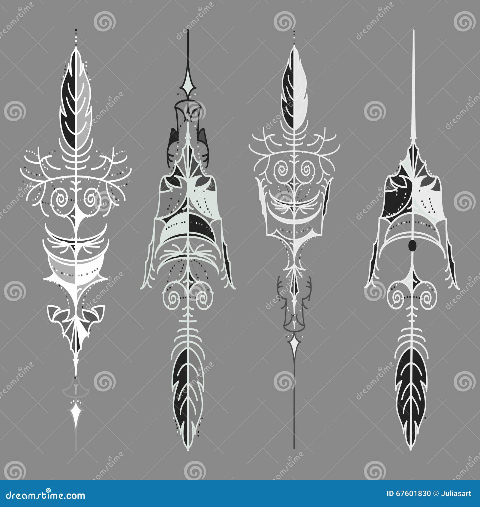 Set of Vintage Arrows, Vector Stock Vector - Illustration of isolated ...
