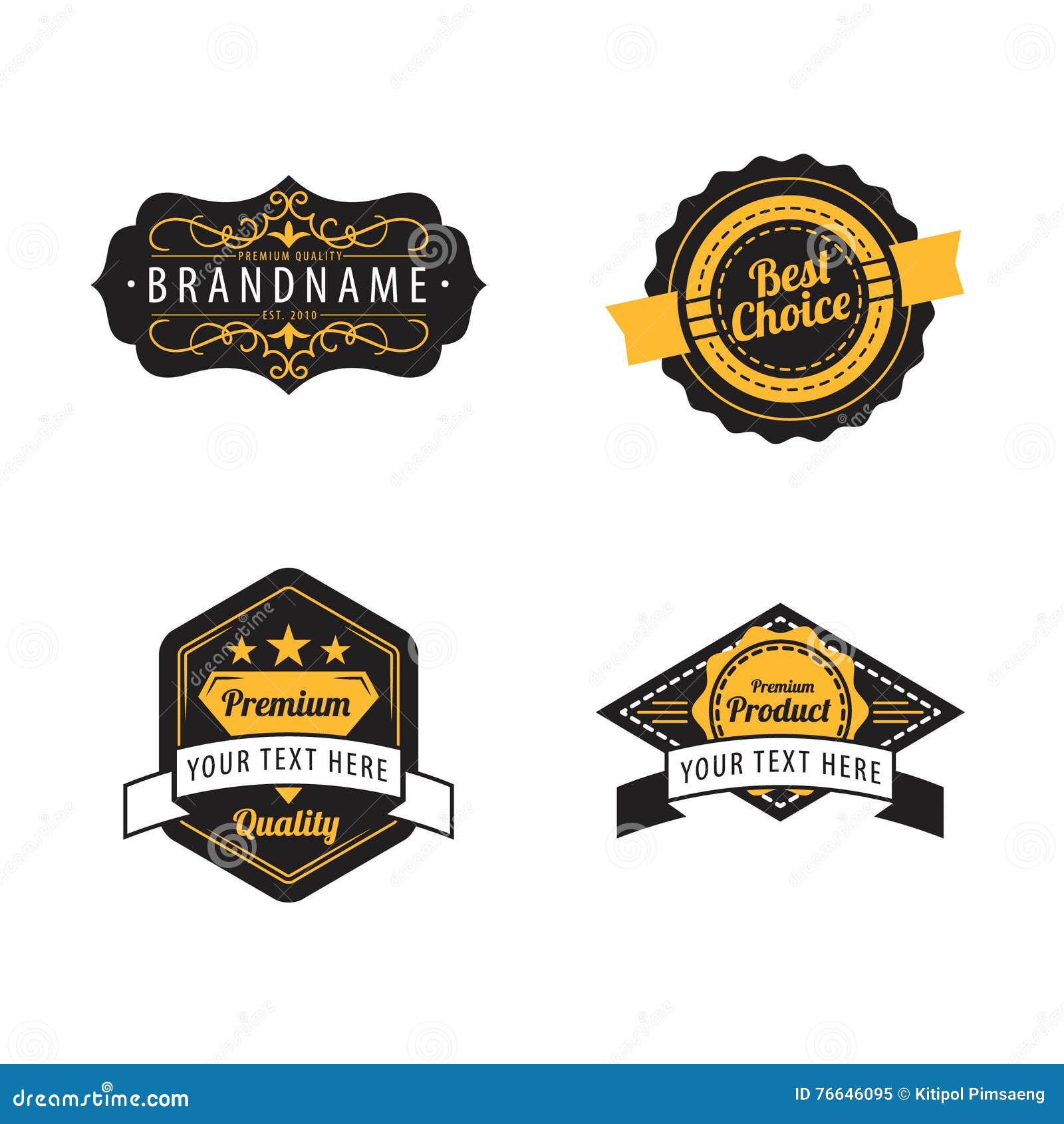 Set of Vintage Badge Template Stock Vector - Illustration of decorative ...