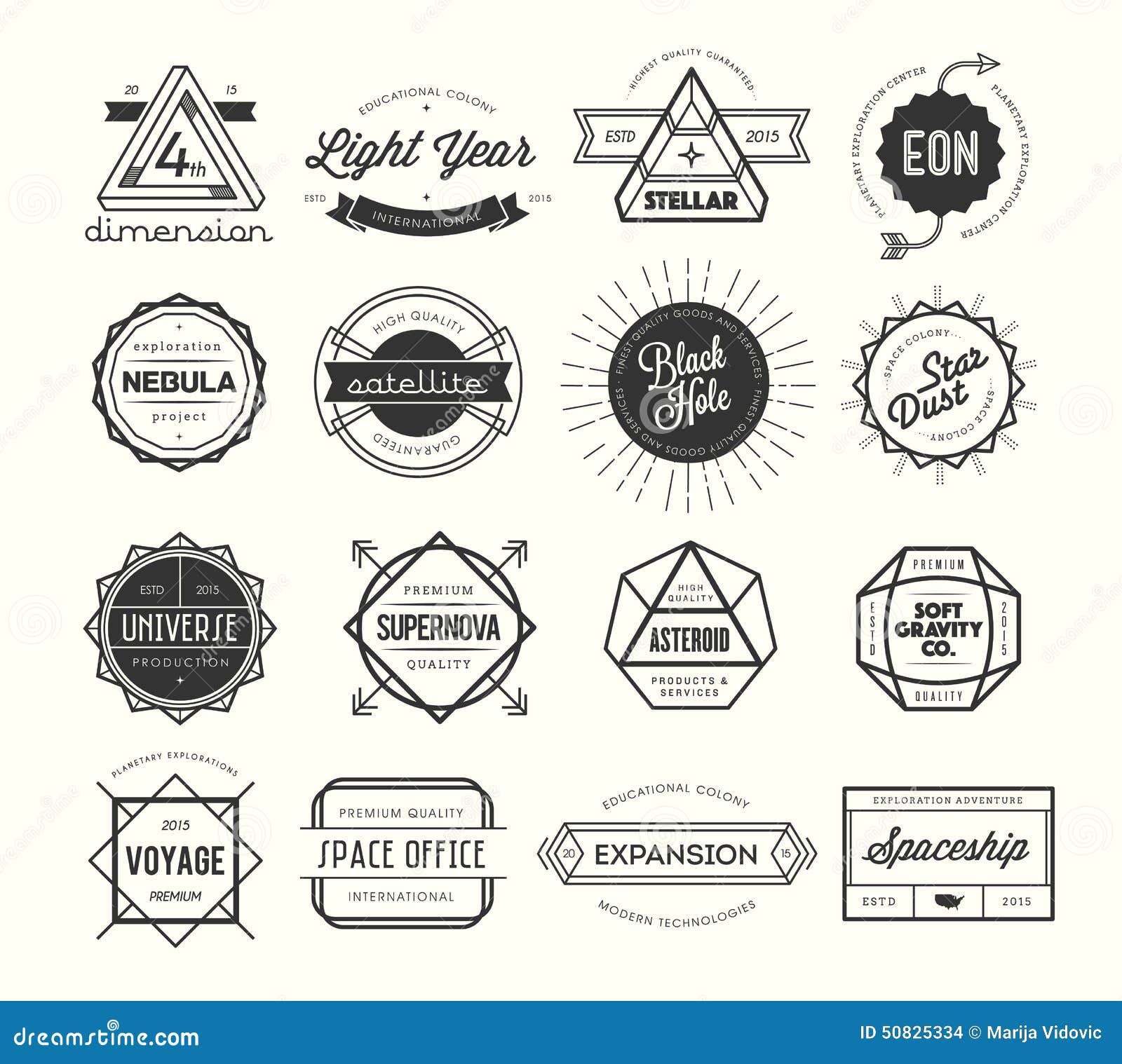 Set of Vintage Badges and Labels, Inspired by Space Themes Stock Vector ...