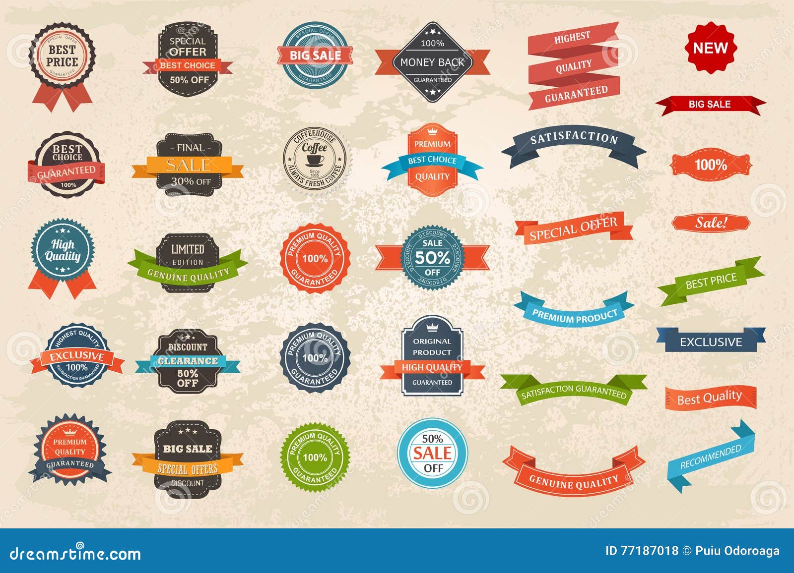 Set of Vintage Labels, Ribbons, Sticker and Badges Stock Vector ...
