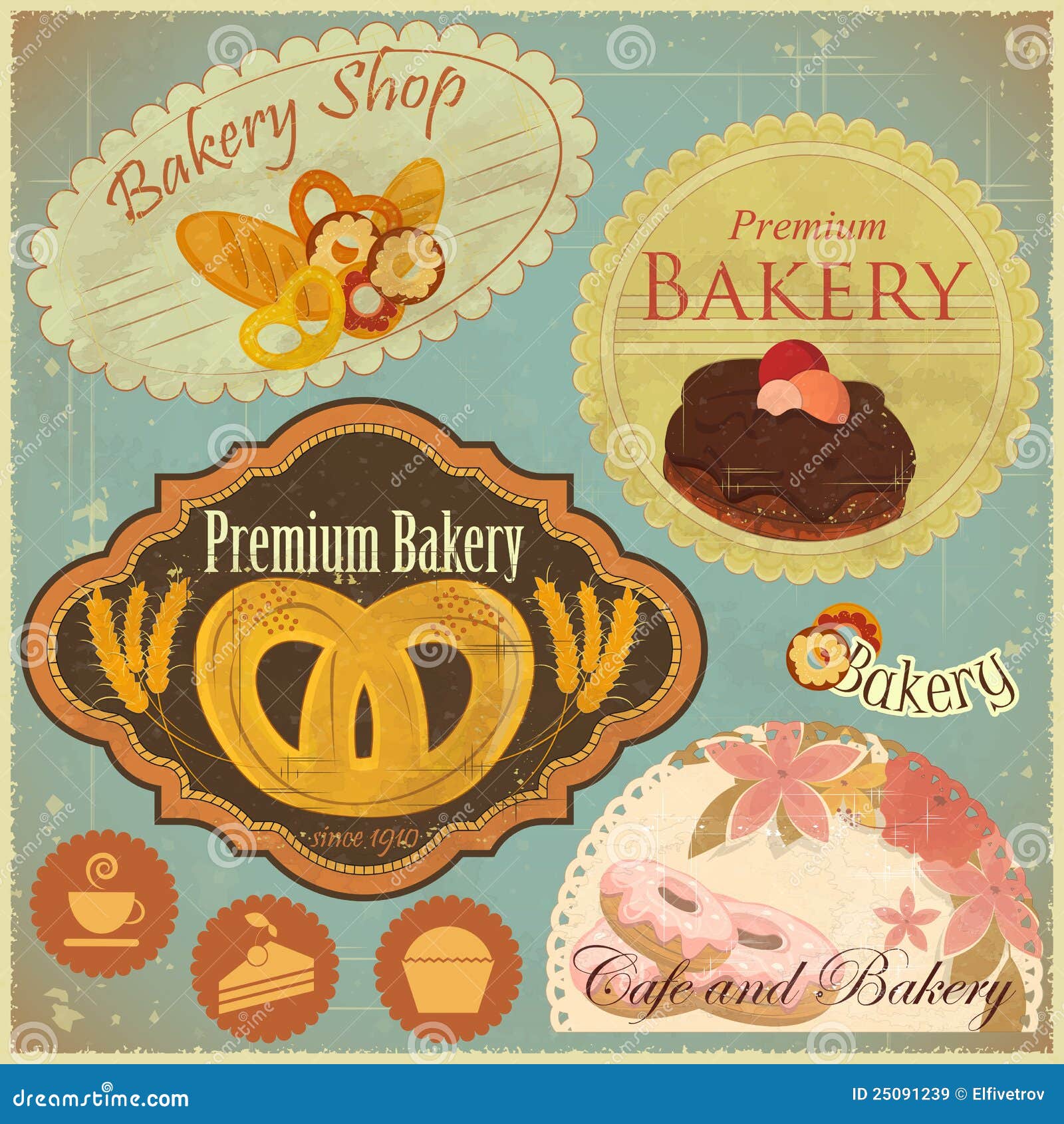 Vintage Bakery Badges, Labels And Logos Cartoon Vector | CartoonDealer ...