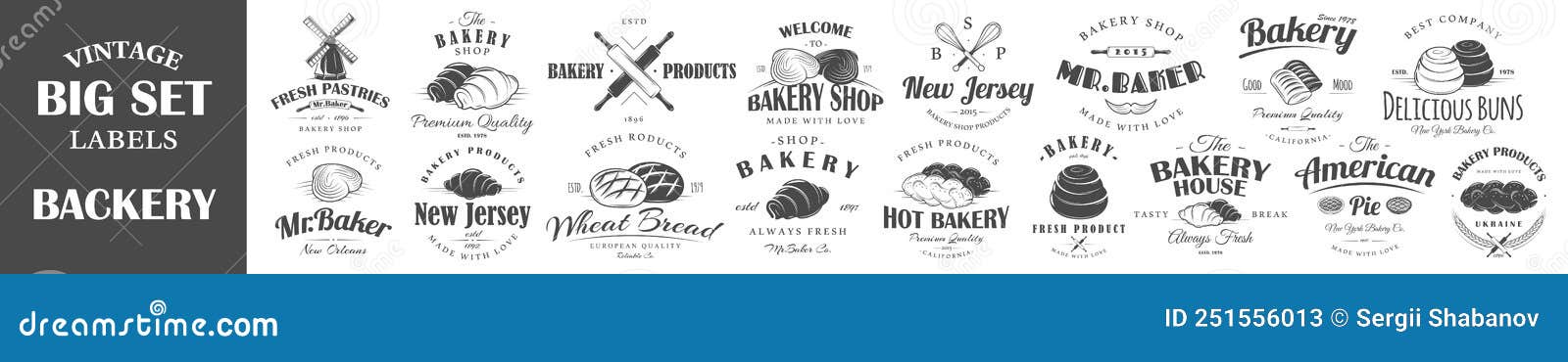 Set of Vintage Bakery Labels Stock Vector - Illustration of isolated ...
