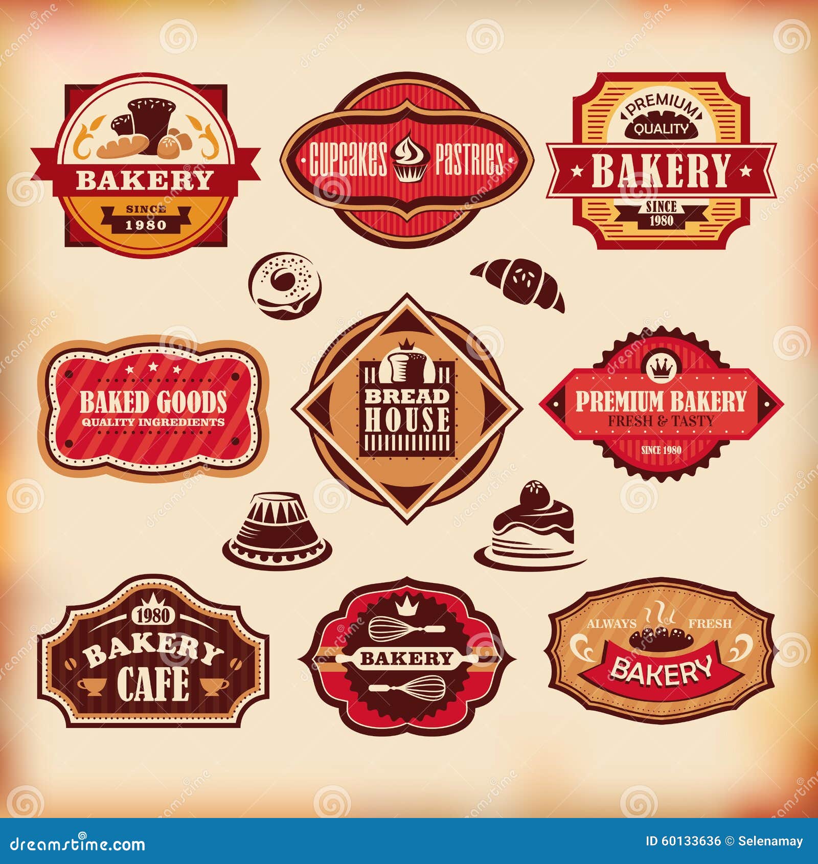 Set of Vintage Bakery Labels Stock Vector - Illustration of decoration ...