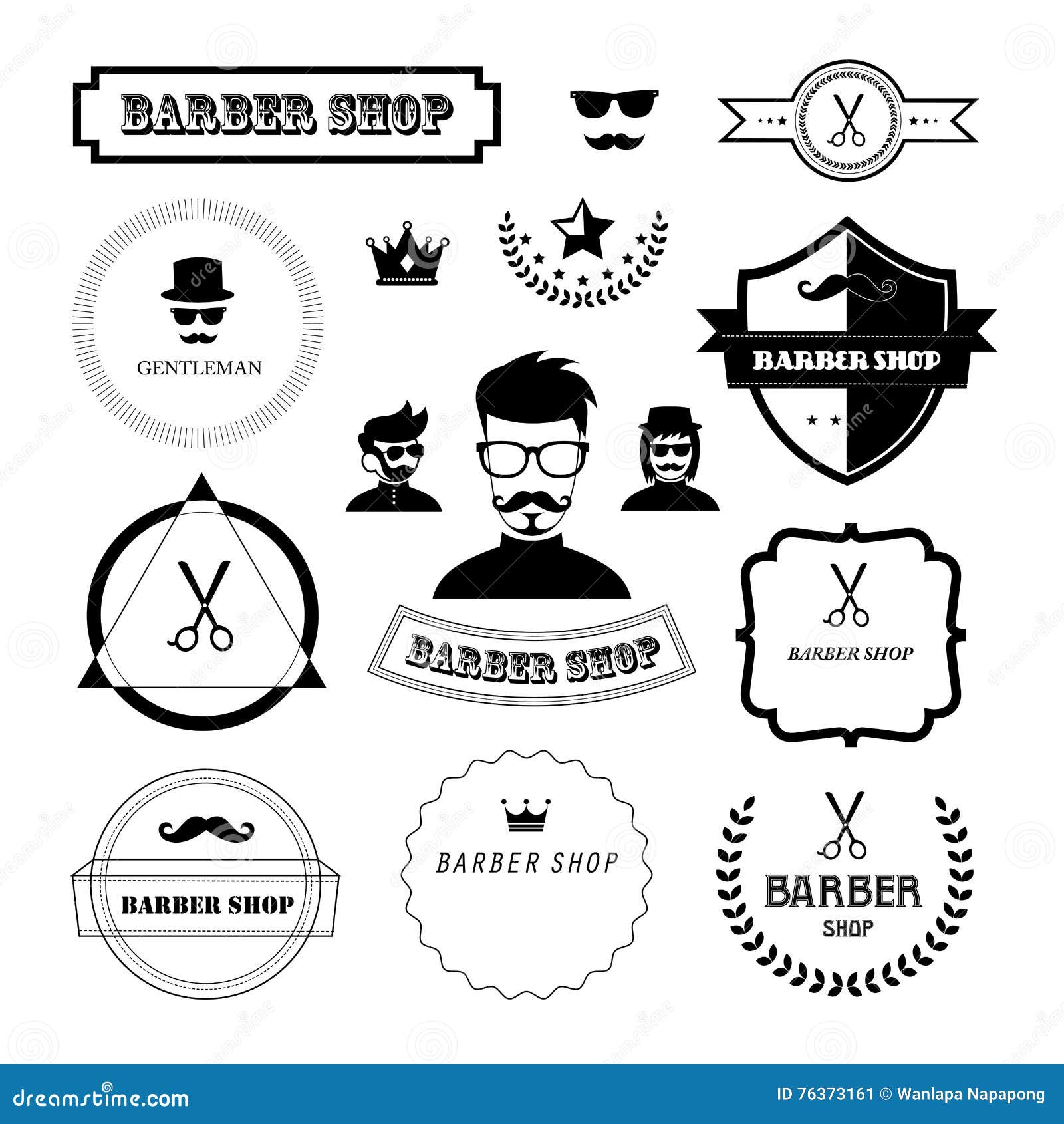 Set of Vintage Barber Badges and Labels Stock Vector - Illustration of ...