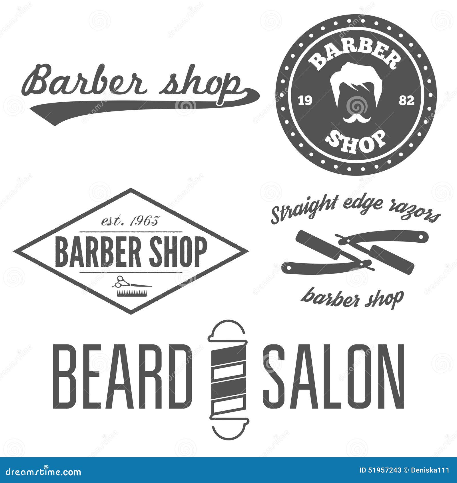 Set of Vintage Barber Shop Logo, Labels, Prints Stock Vector ...