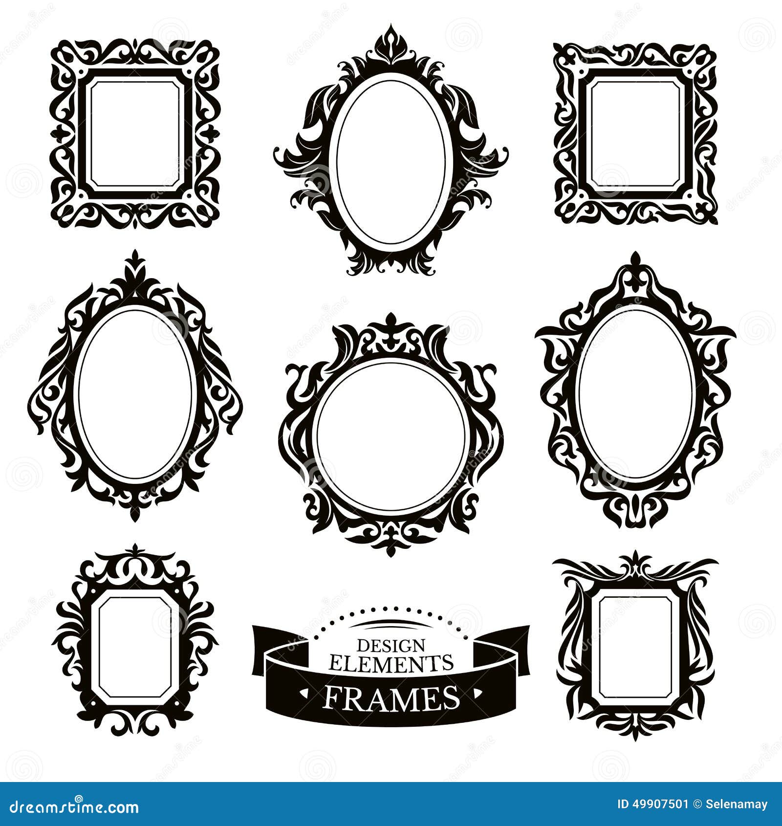 Set of Vintage Baroque Frames Stock Vector - Illustration of baroque ...