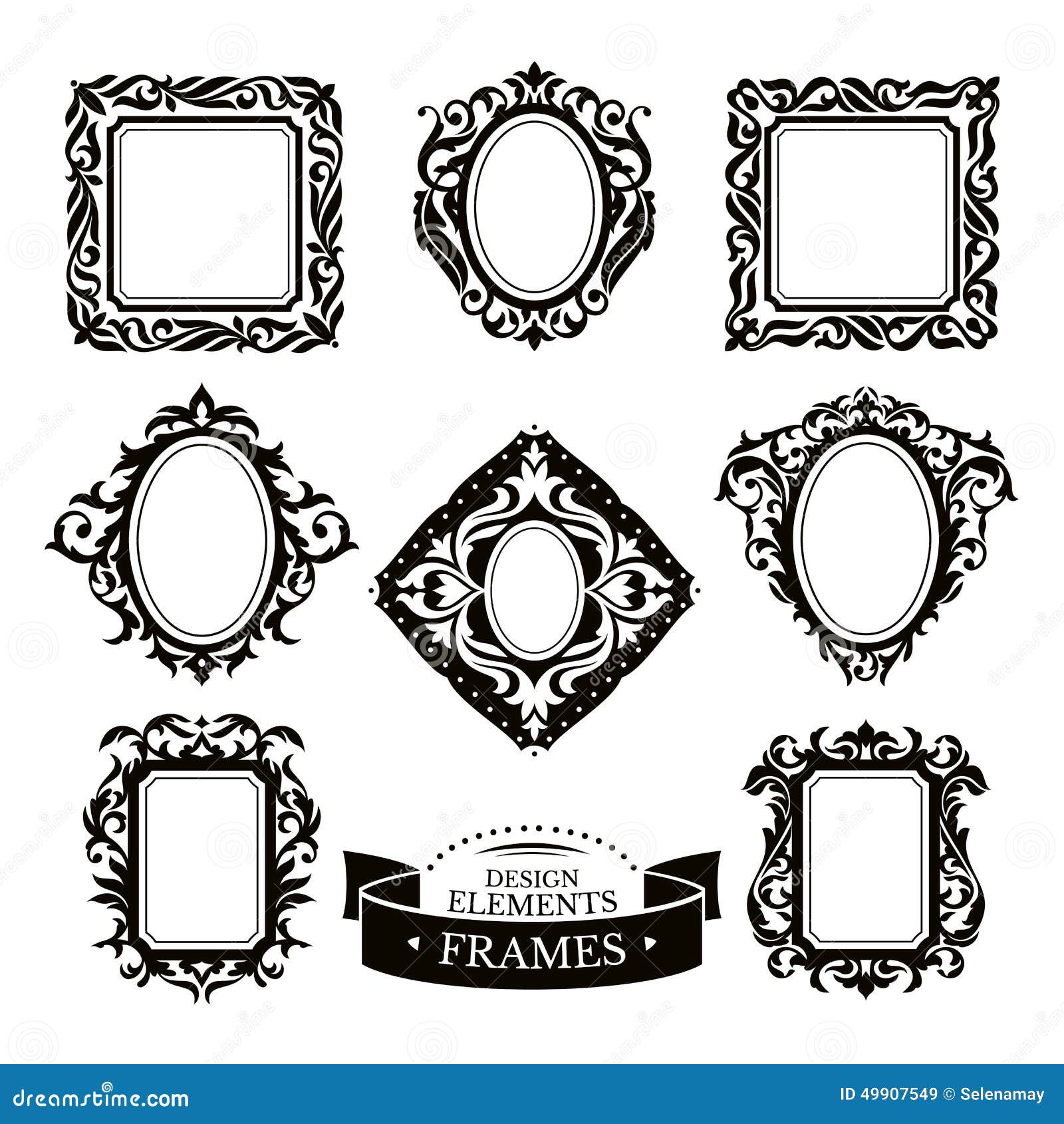Set of Vintage Baroque Frames Stock Vector - Illustration of design ...