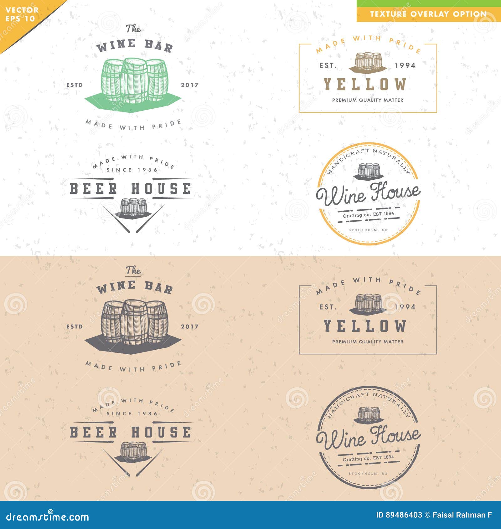 Set of Vintage Barrel Logo Design for Alcohol Handmade Craft Stock ...