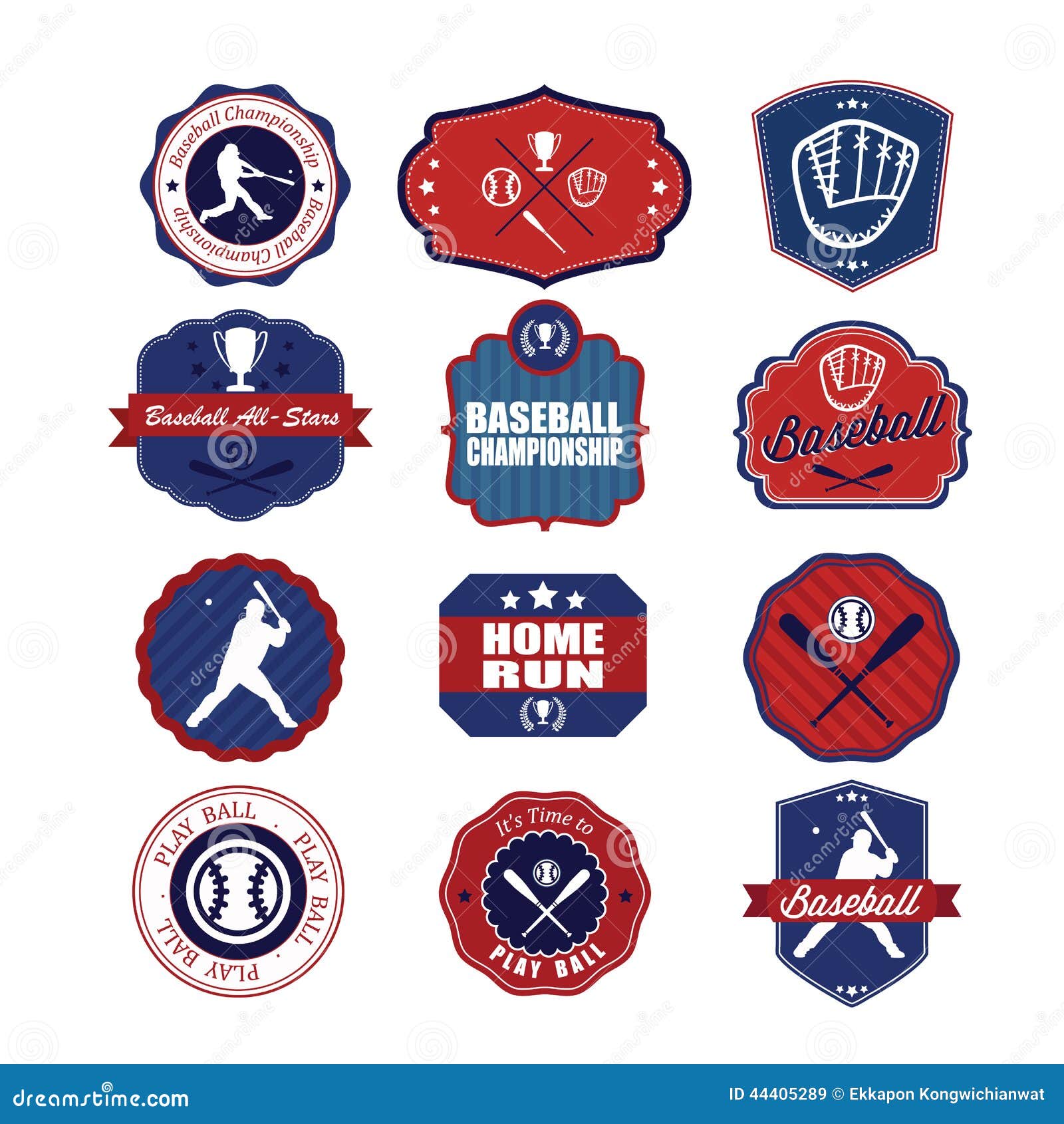 Set of Vintage Baseball Labels and Badges Stock Vector - Illustration ...