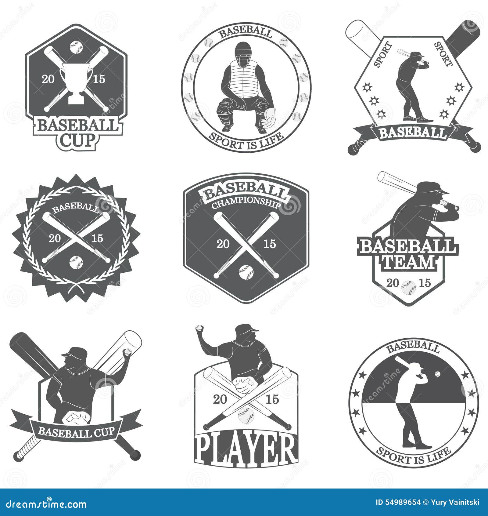 Set of Vintage Baseball Labels and Badges Stock Vector - Illustration ...