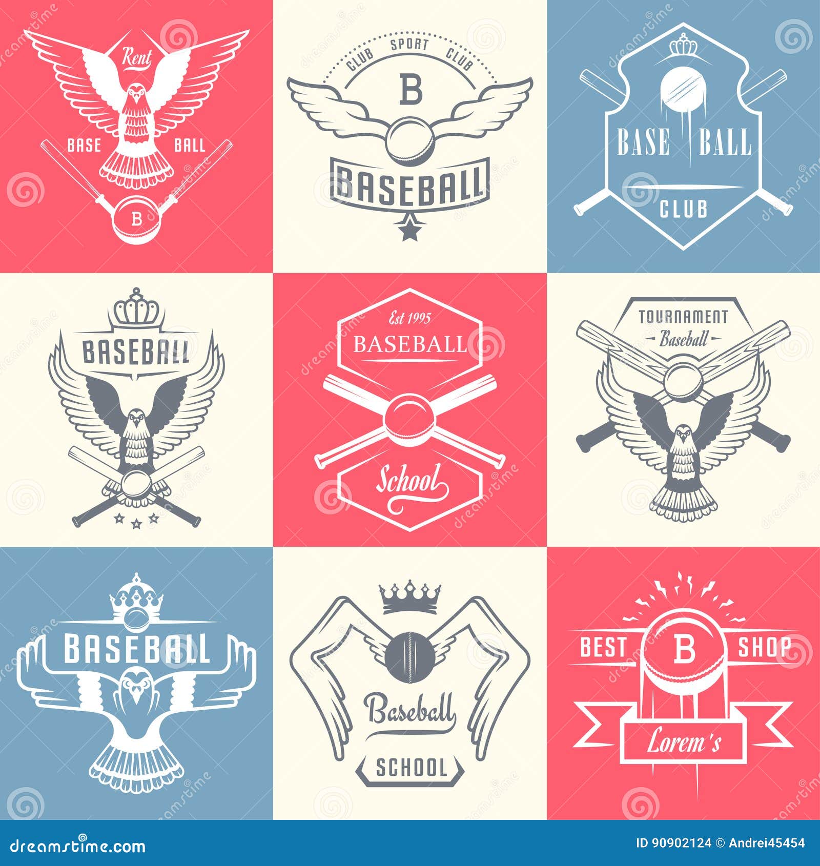 Set of Vintage Baseball Labels and Badges. Stock Illustration ...