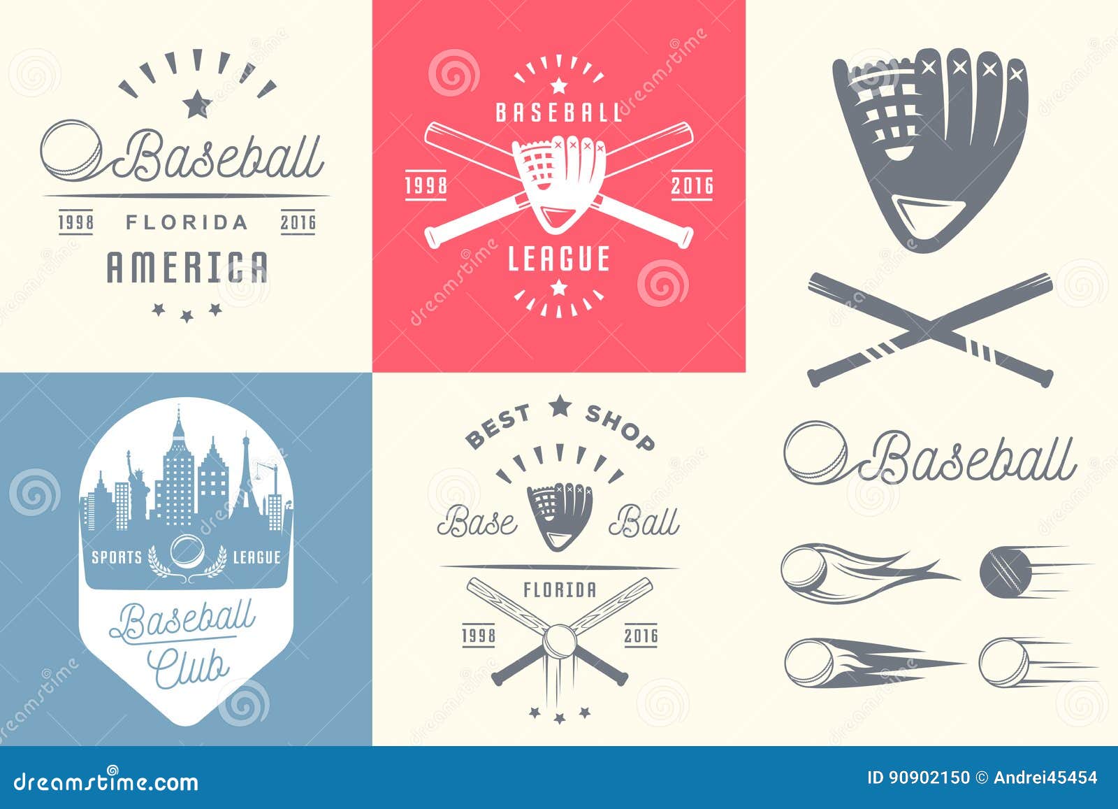 Set of Vintage Baseball Labels and Badges. Stock Illustration ...