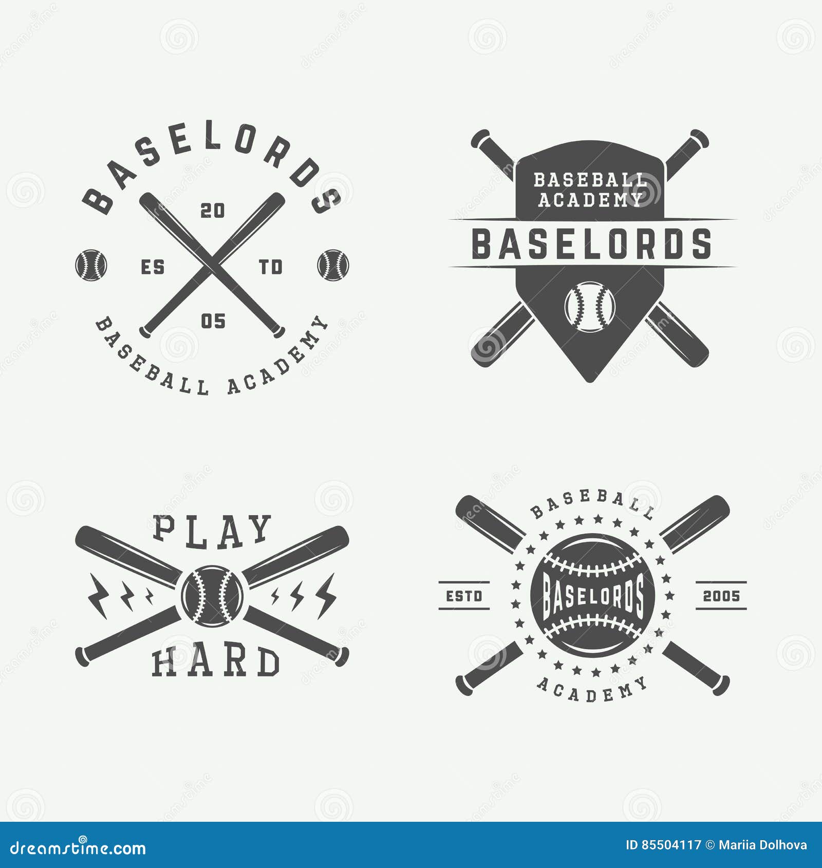Set of Vintage Baseball Logos, Emblems, Badges Stock Vector ...